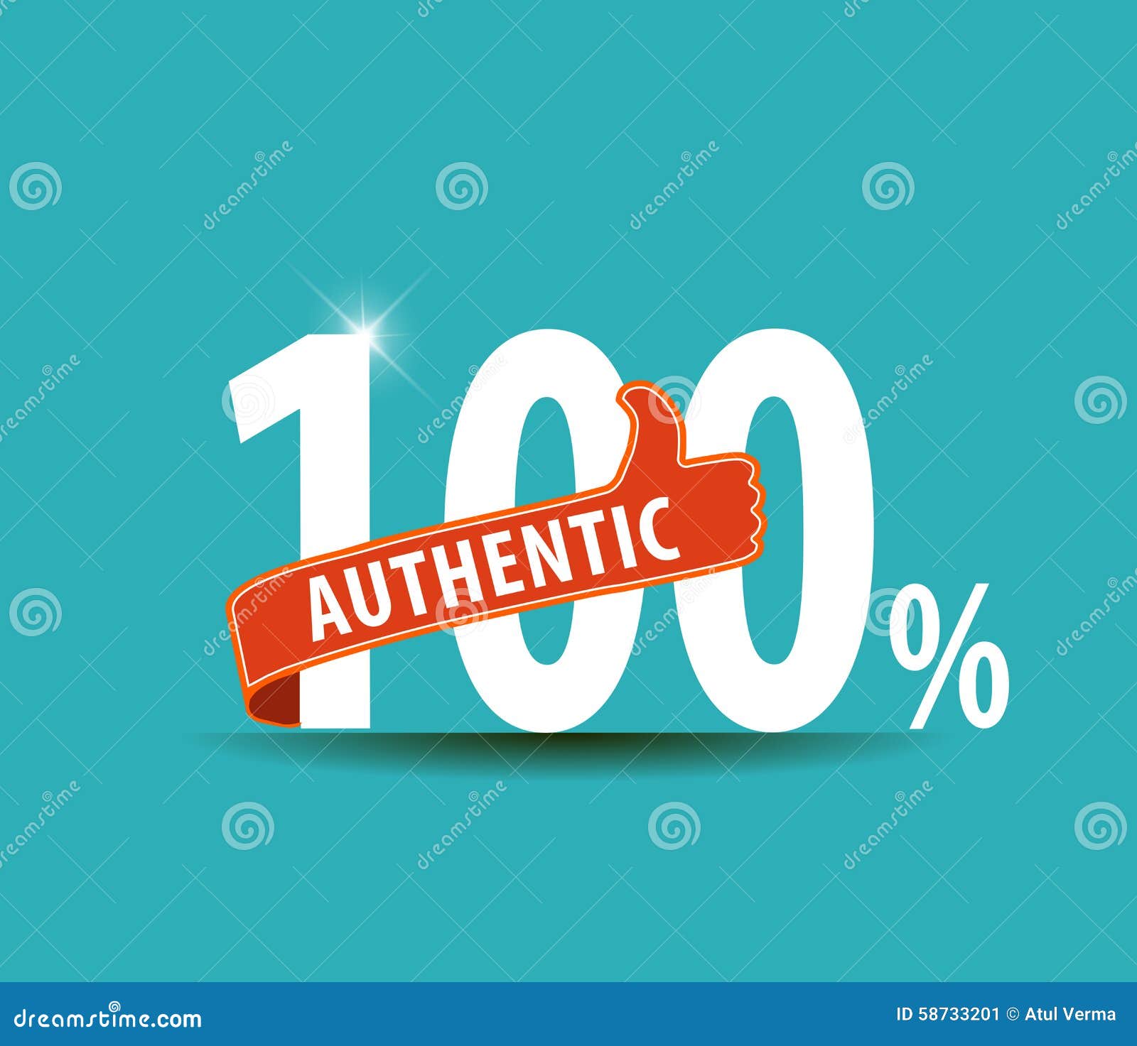 100 Percent Authentic Flat Design Typography Graphic Stock Vector ...