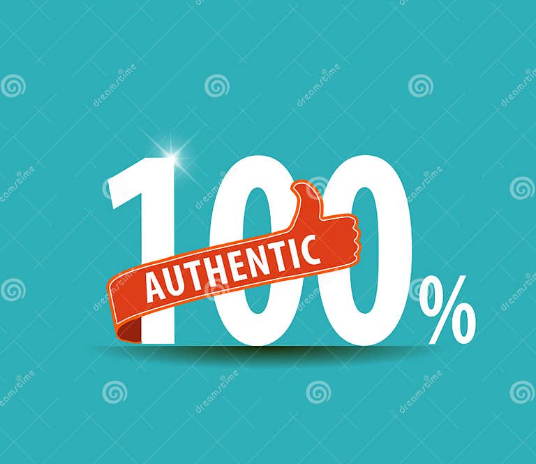 100 Percent Authentic Flat Design Typography Graphic Stock Vector ...
