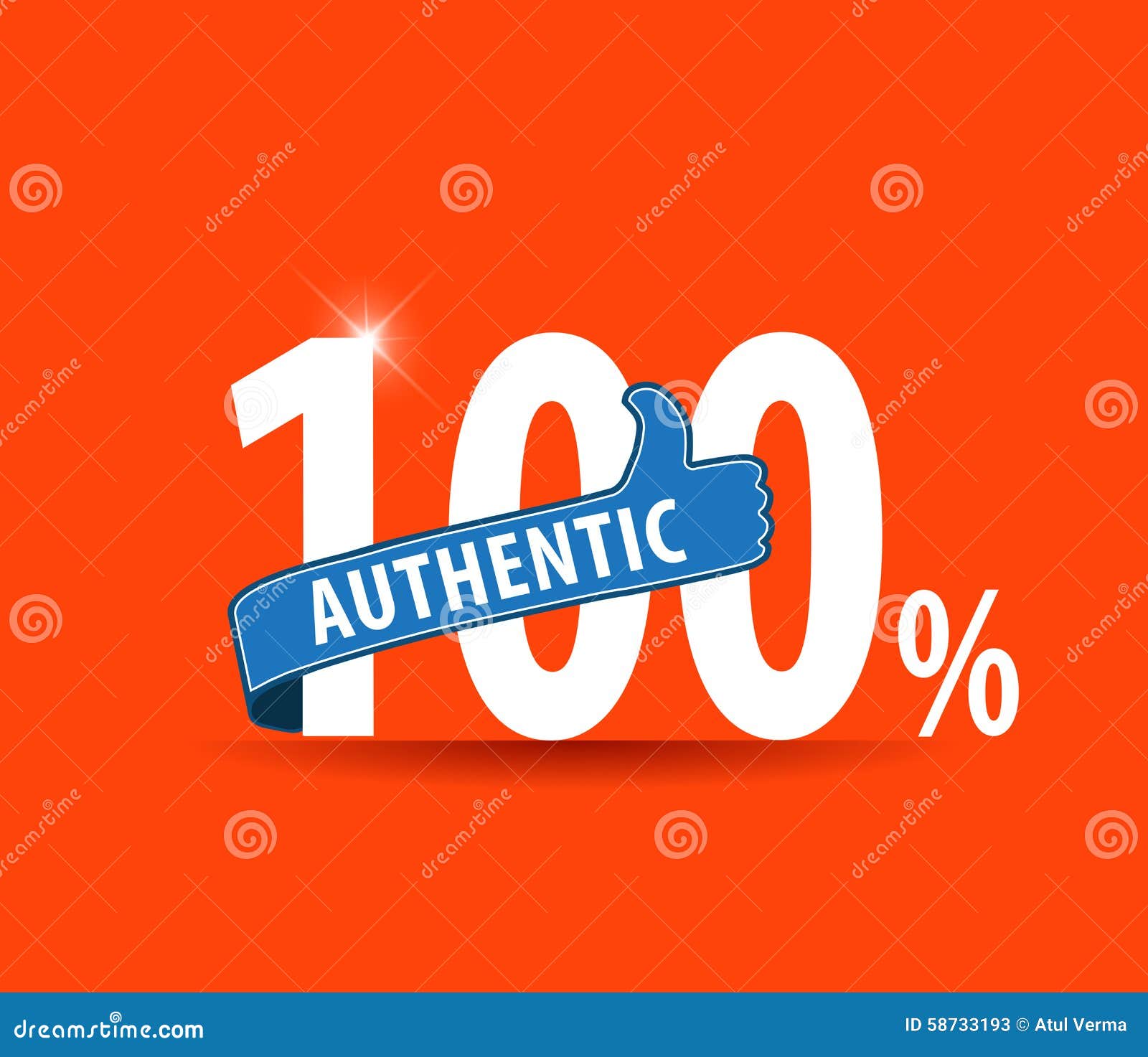 100 Percent Authentic Flat Typography Graphic Design Stock Vector ...