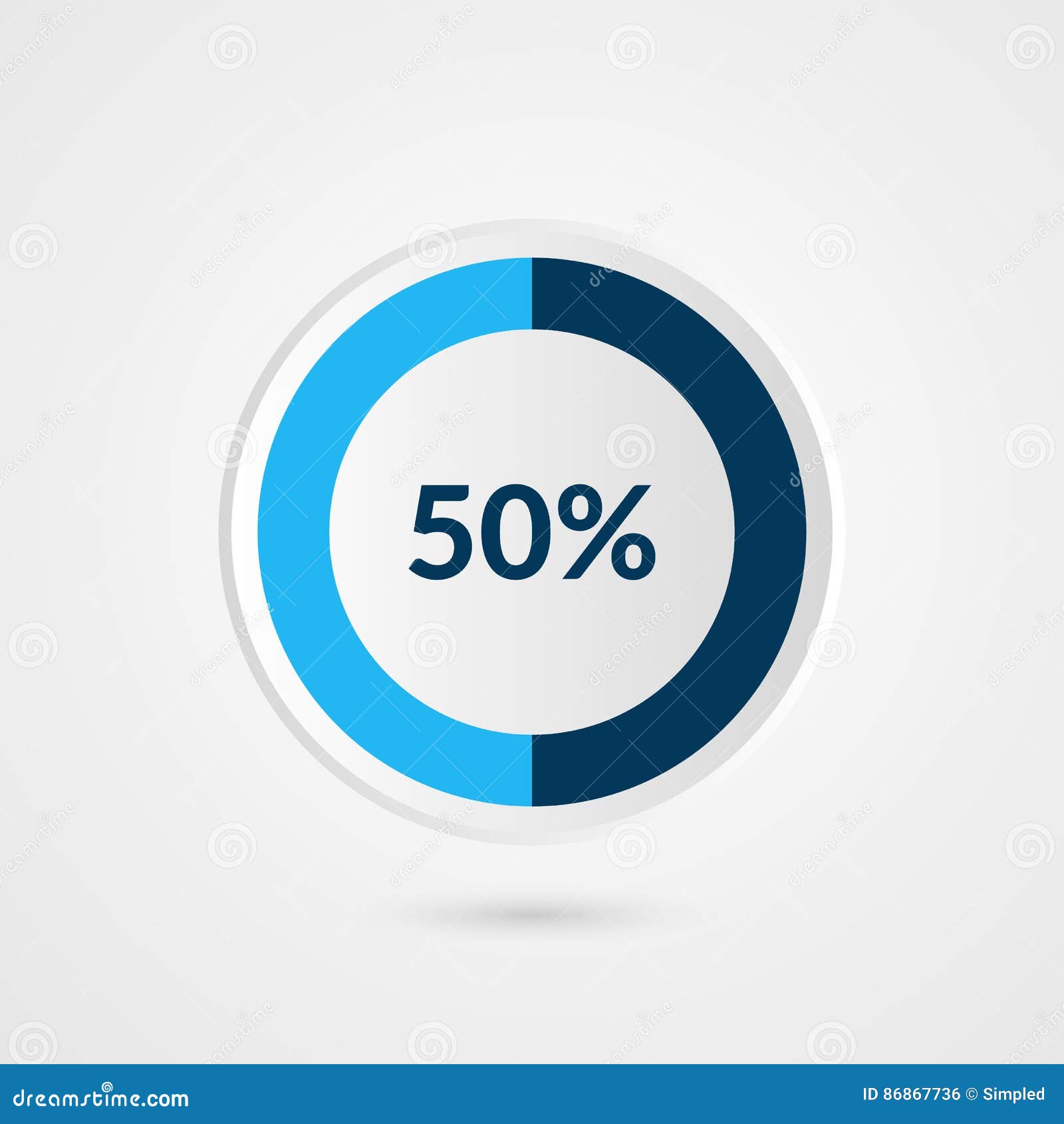 50 Percent Blue Grey and White Pie Chart. Percentage Vector ... 50 Percent Blue Grey and White Pie Chart. Percentage Vector ...