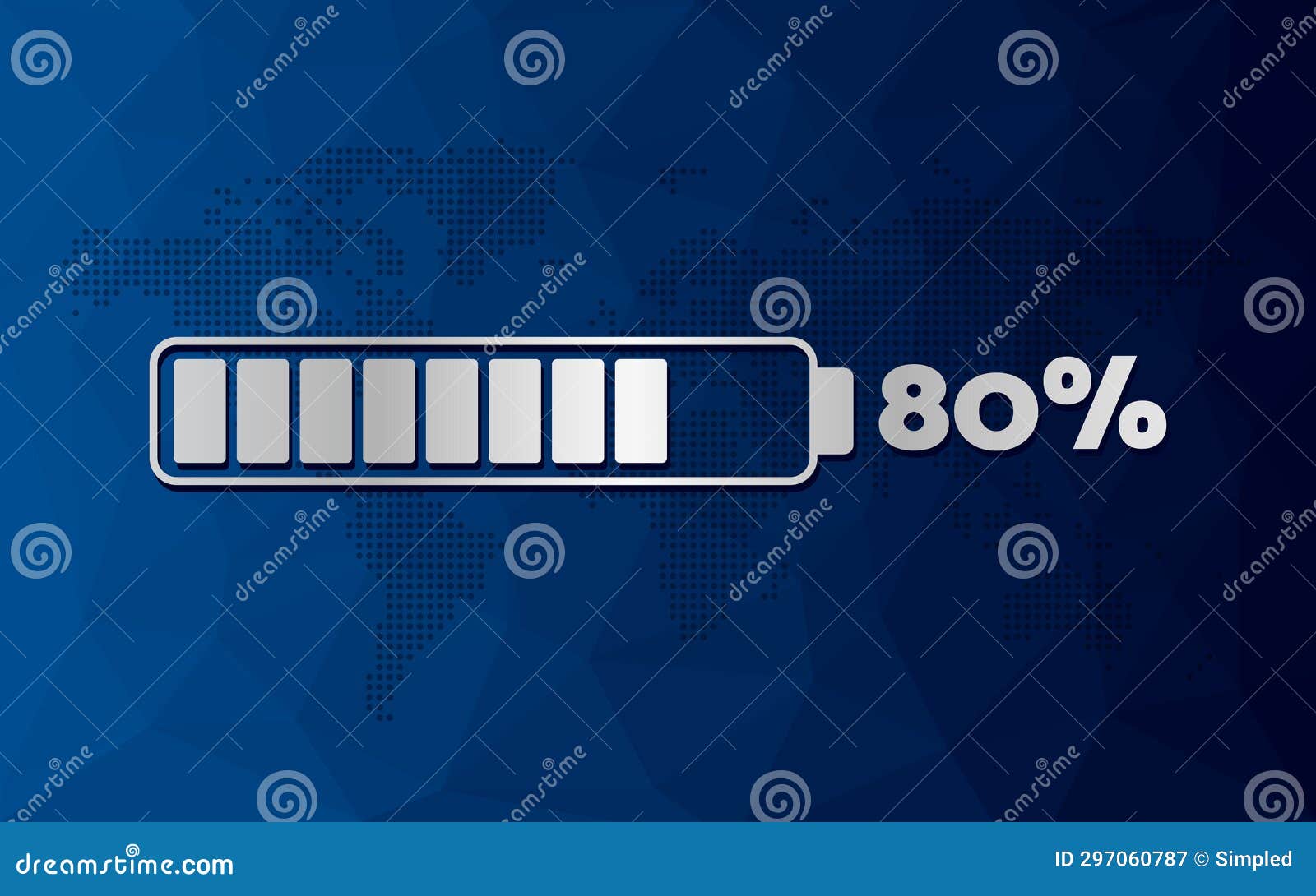 80 Percent Chart. Infographic Vector Icon with Blue Low Poly Background ...