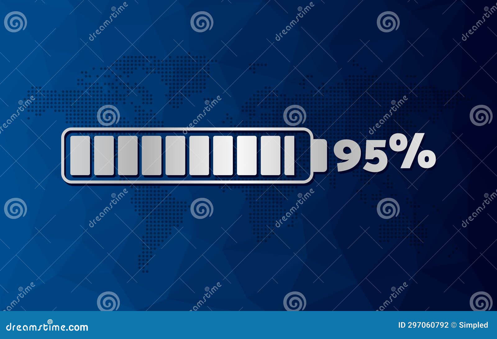 95 Percent Chart. Infographic Vector Icon with Blue Low Poly Background ...