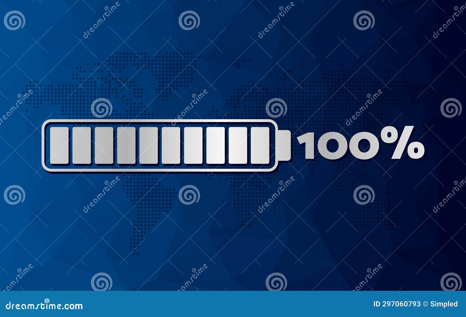 100 Percent Chart. Infographic Vector Icon with Blue Low Poly ...