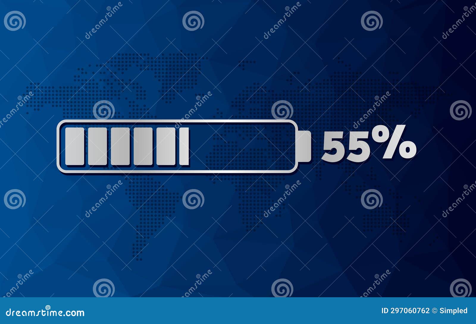 55 Percent Chart. Infographic Vector Icon with Blue Low Poly Background ...