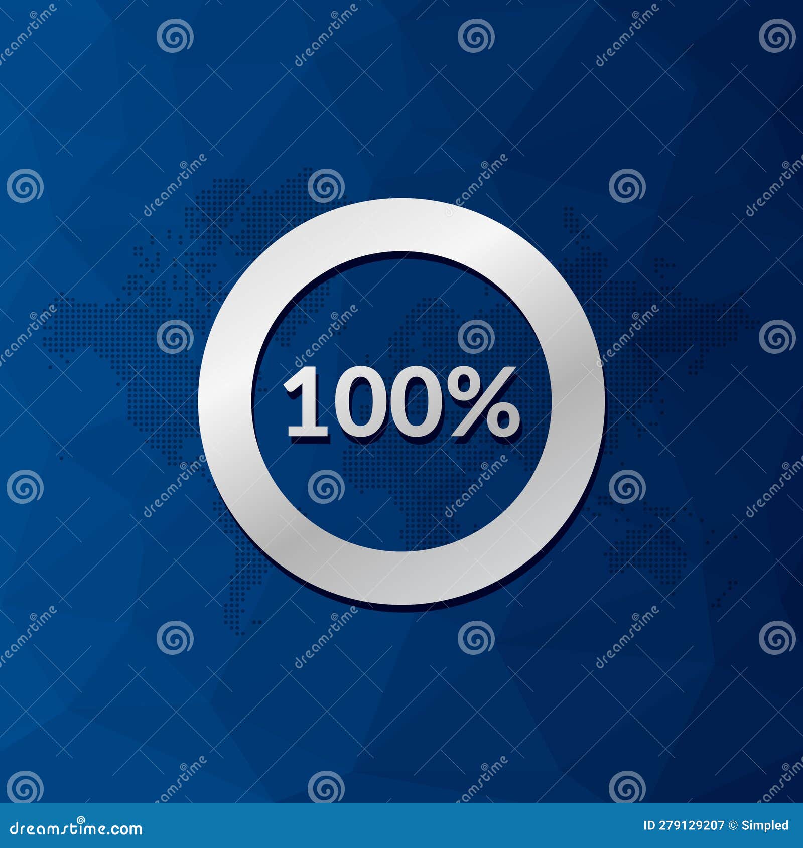 100 Percent Circle Chart. Infographic Vector Icon with Blue Low Poly ...