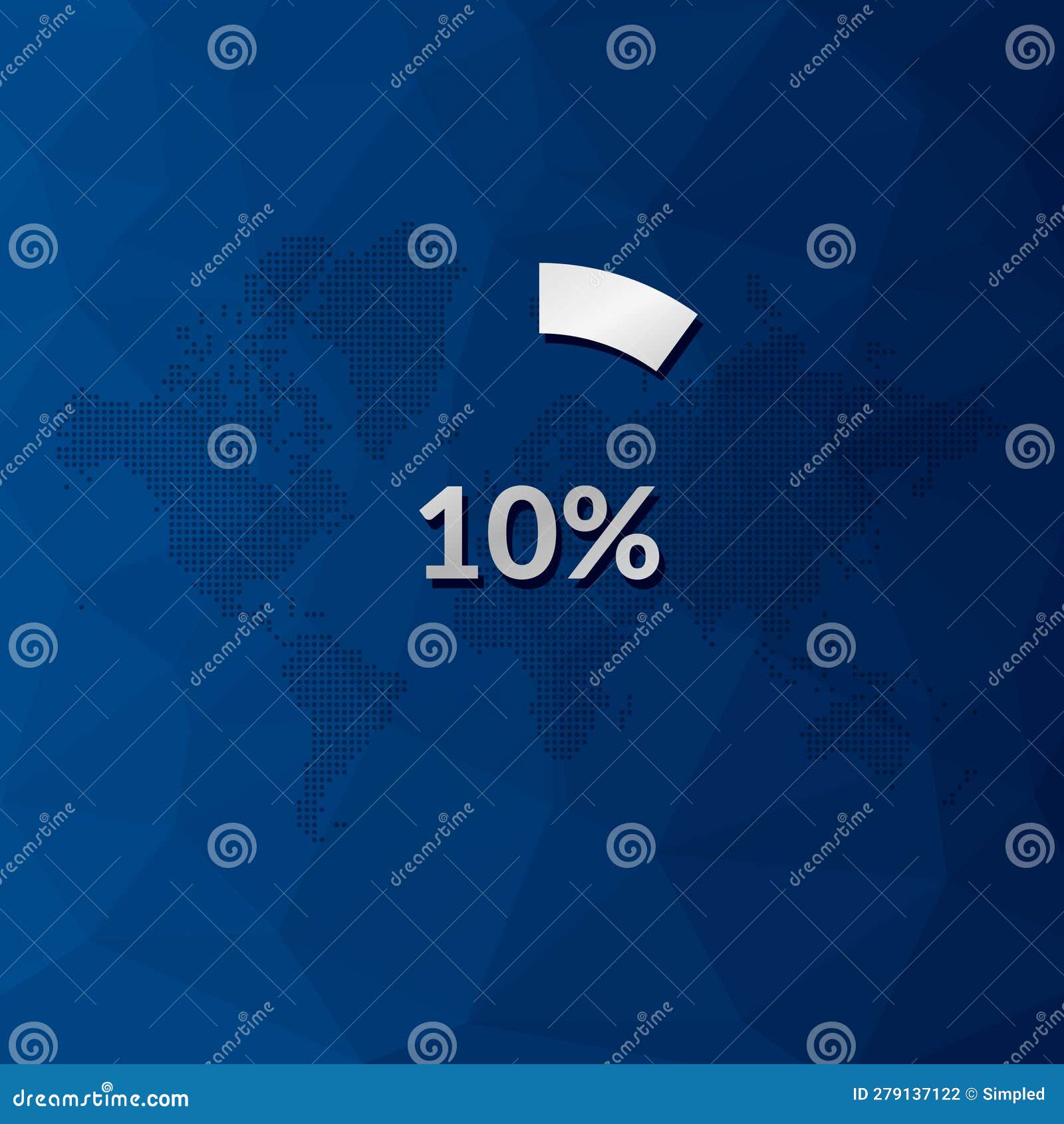 10 Percent Circle Chart. Infographic Vector Icon with Blue Low Poly ...