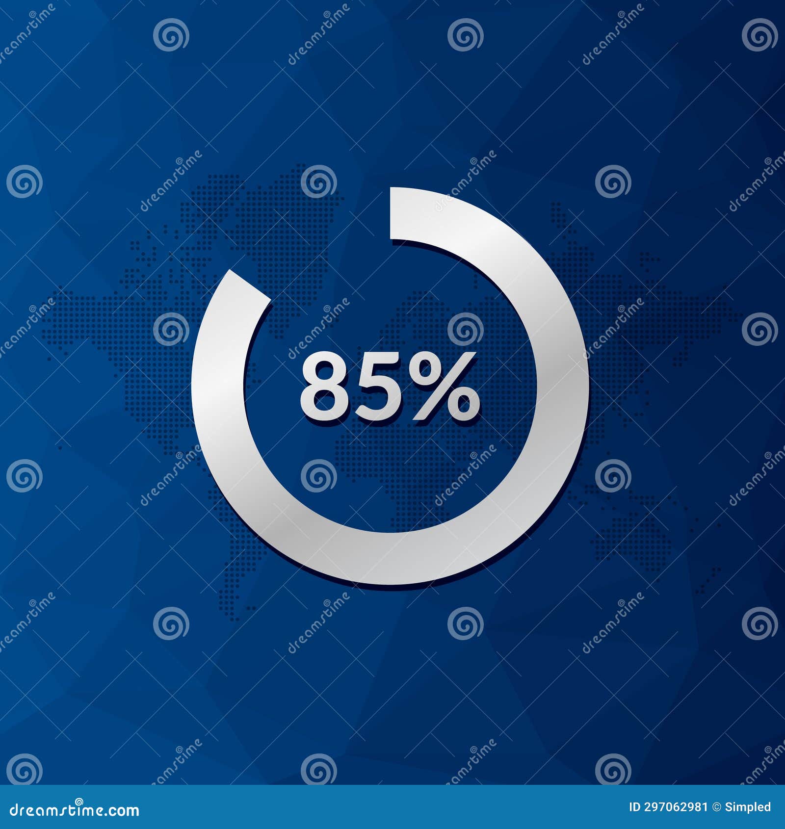 85 Percent Circle Chart. Infographic Vector Icon with Blue Low Poly ...