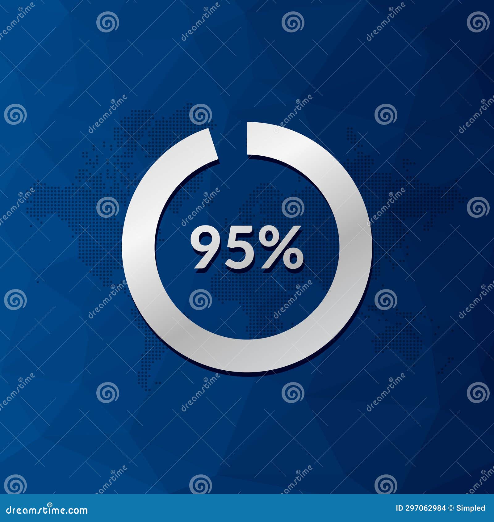 95 Percent Circle Chart. Infographic Vector Icon with Blue Low Poly ...