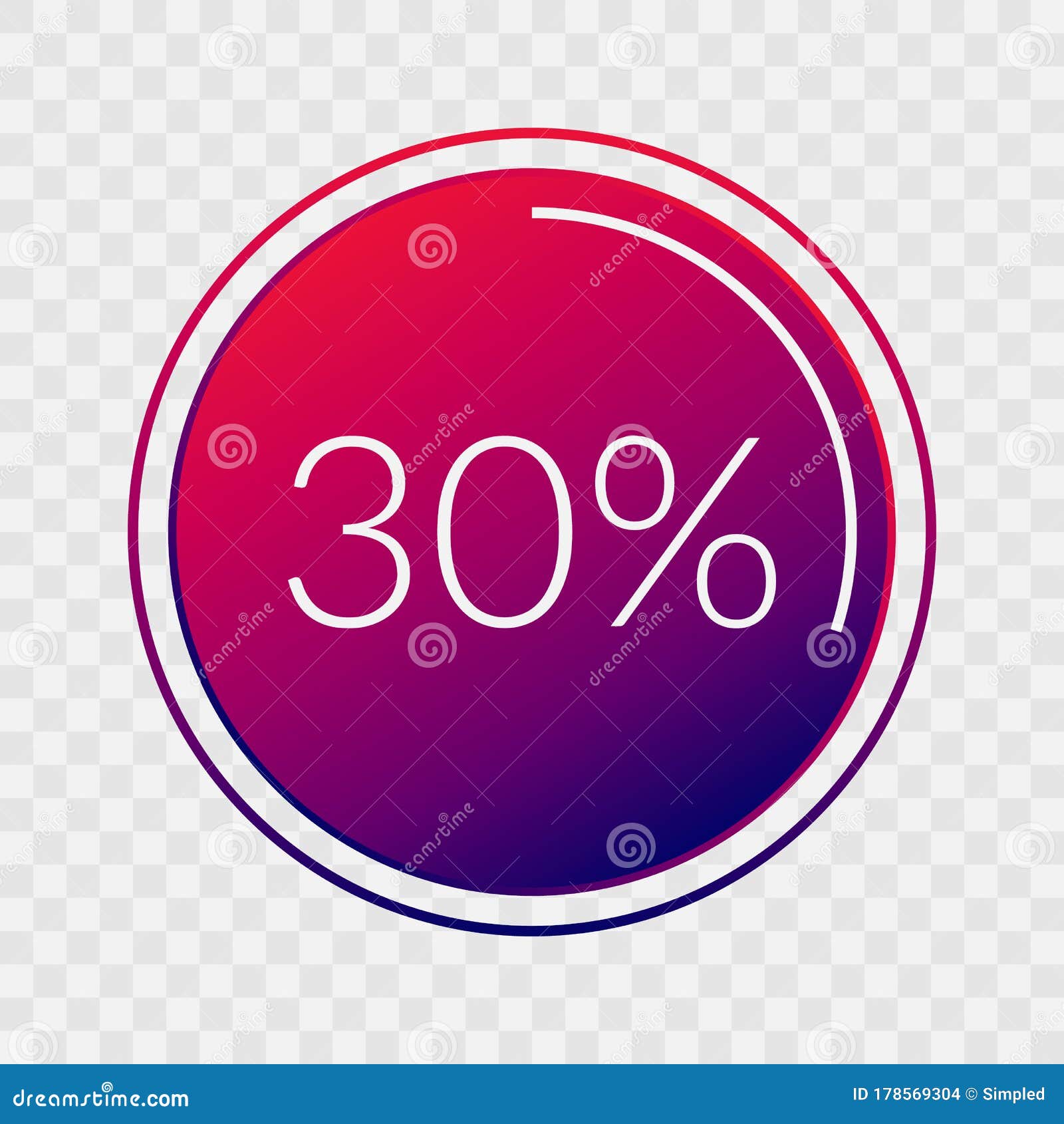 30 Percent Circle Chart, Isolated Symbol On Transparent Background ...