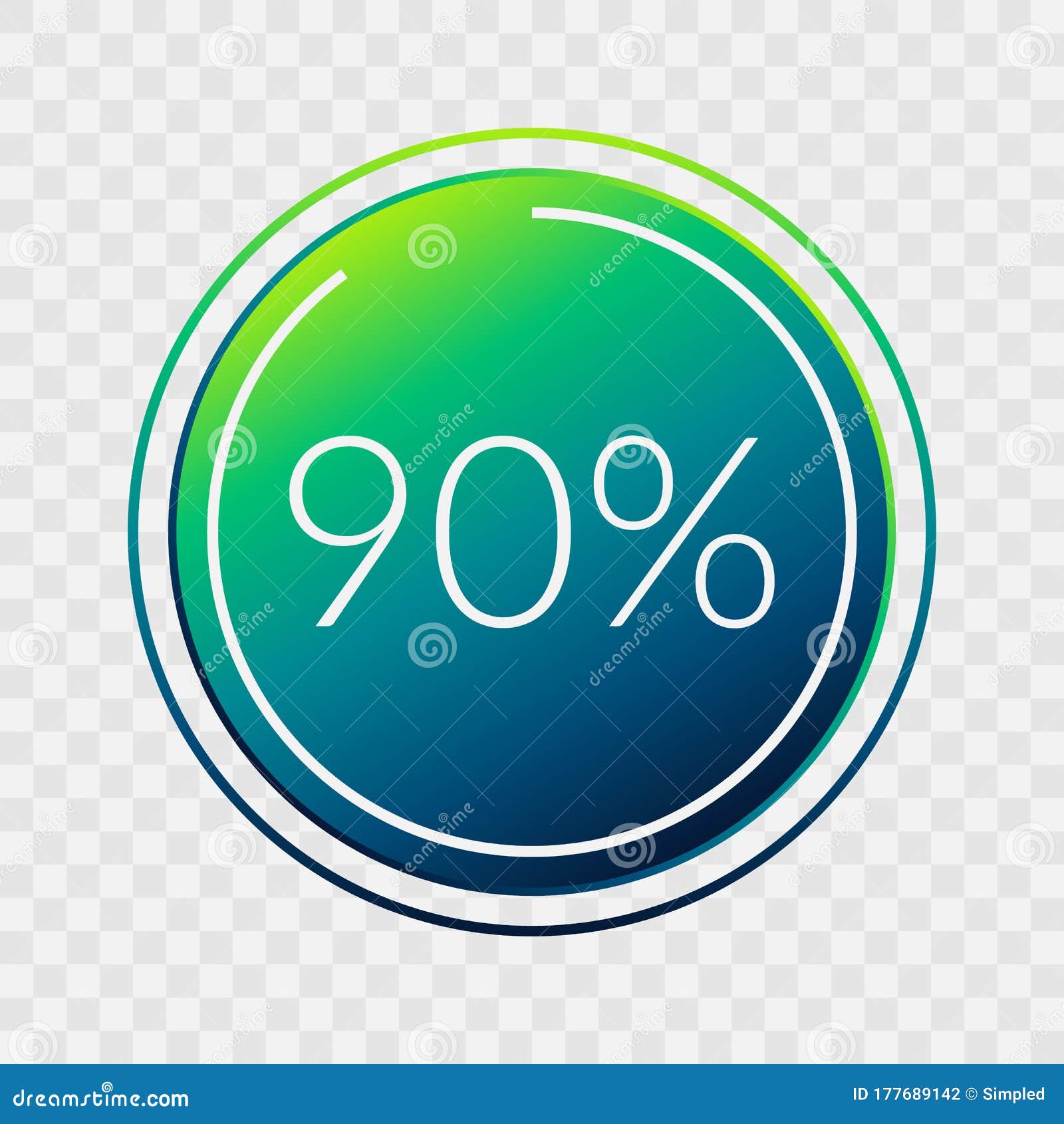 90 Percent Circle Chart, Isolated Symbol on Transparent Background ... 90 Percent Circle Chart, Isolated Symbol on Transparent Background ...