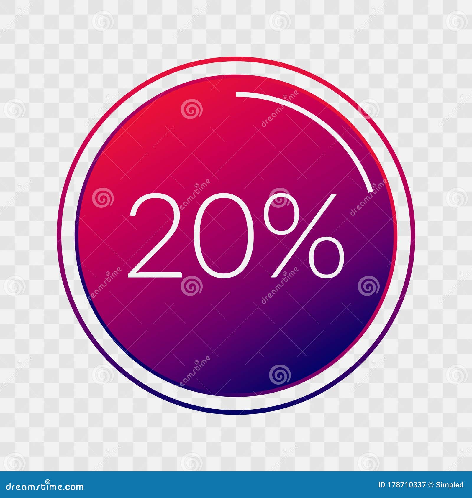 20 Percent Circle Chart, Isolated Symbol On Transparent Background ... 20 Percent Circle Chart, Isolated Symbol On Transparent Background ...