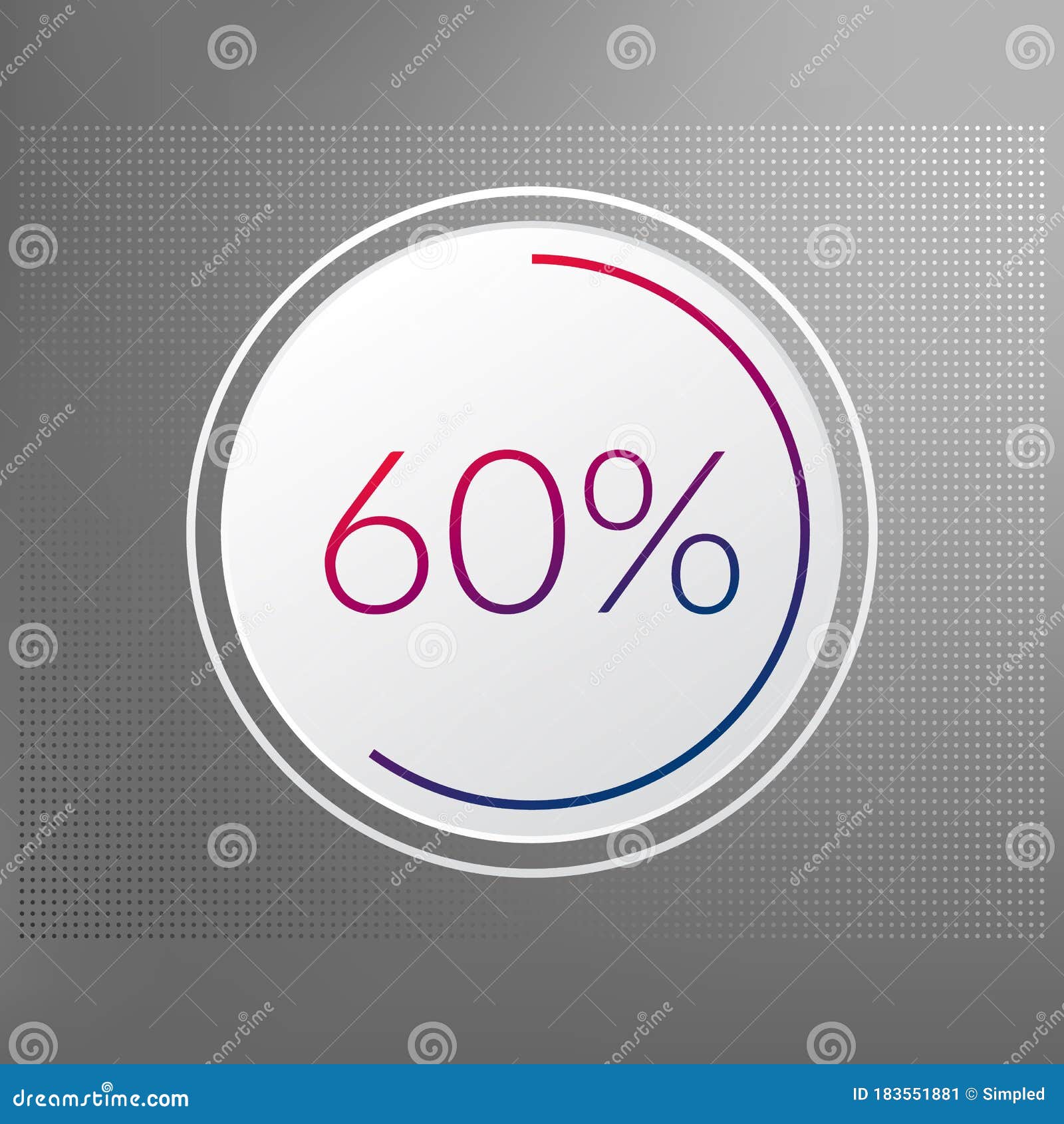 50 Percent Circle Chart Symbol. Vector Red Blue Gradient Element ...