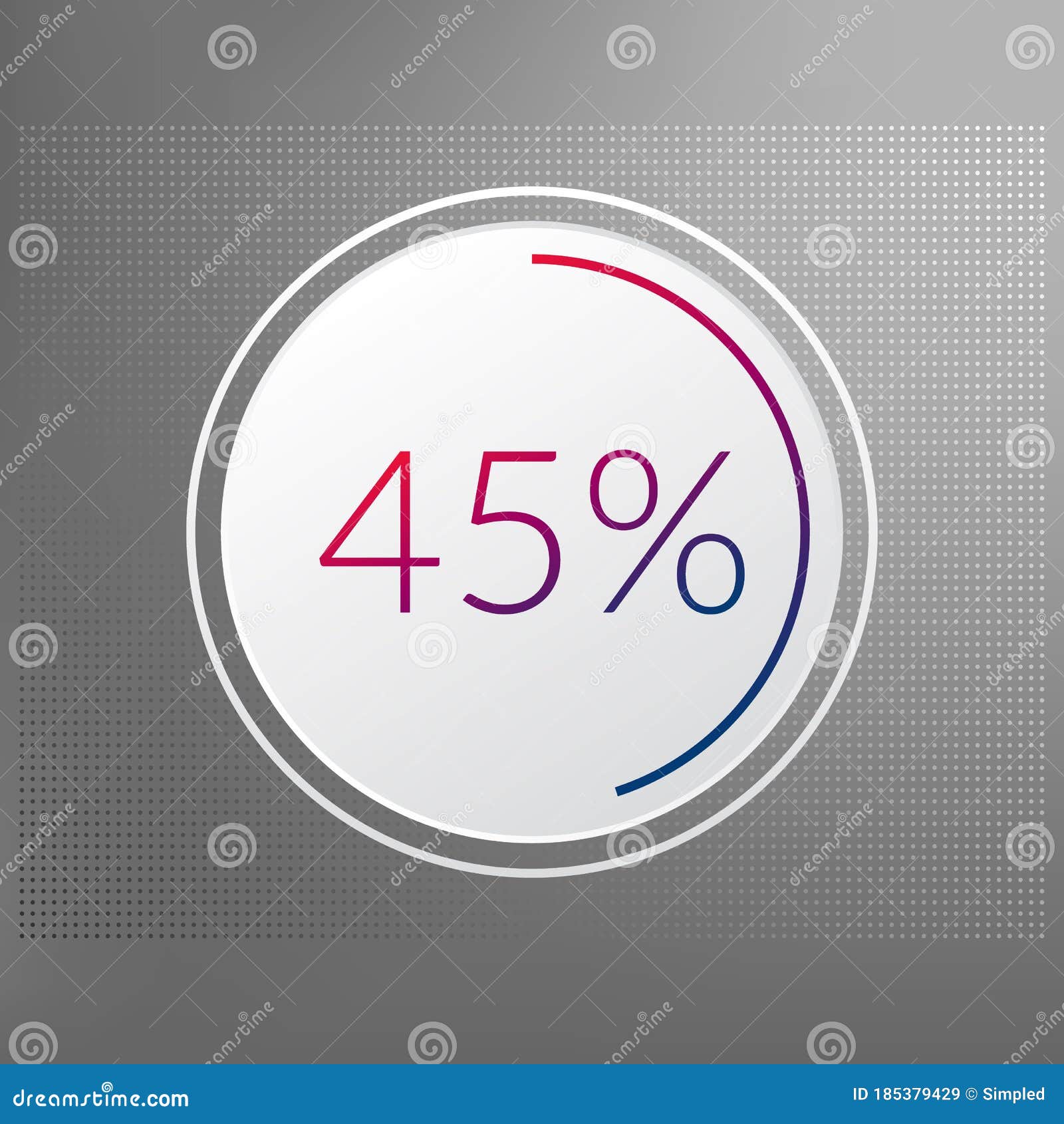 45 Percent Circle Chart Symbol. Vector Red Blue Gradient Element ...