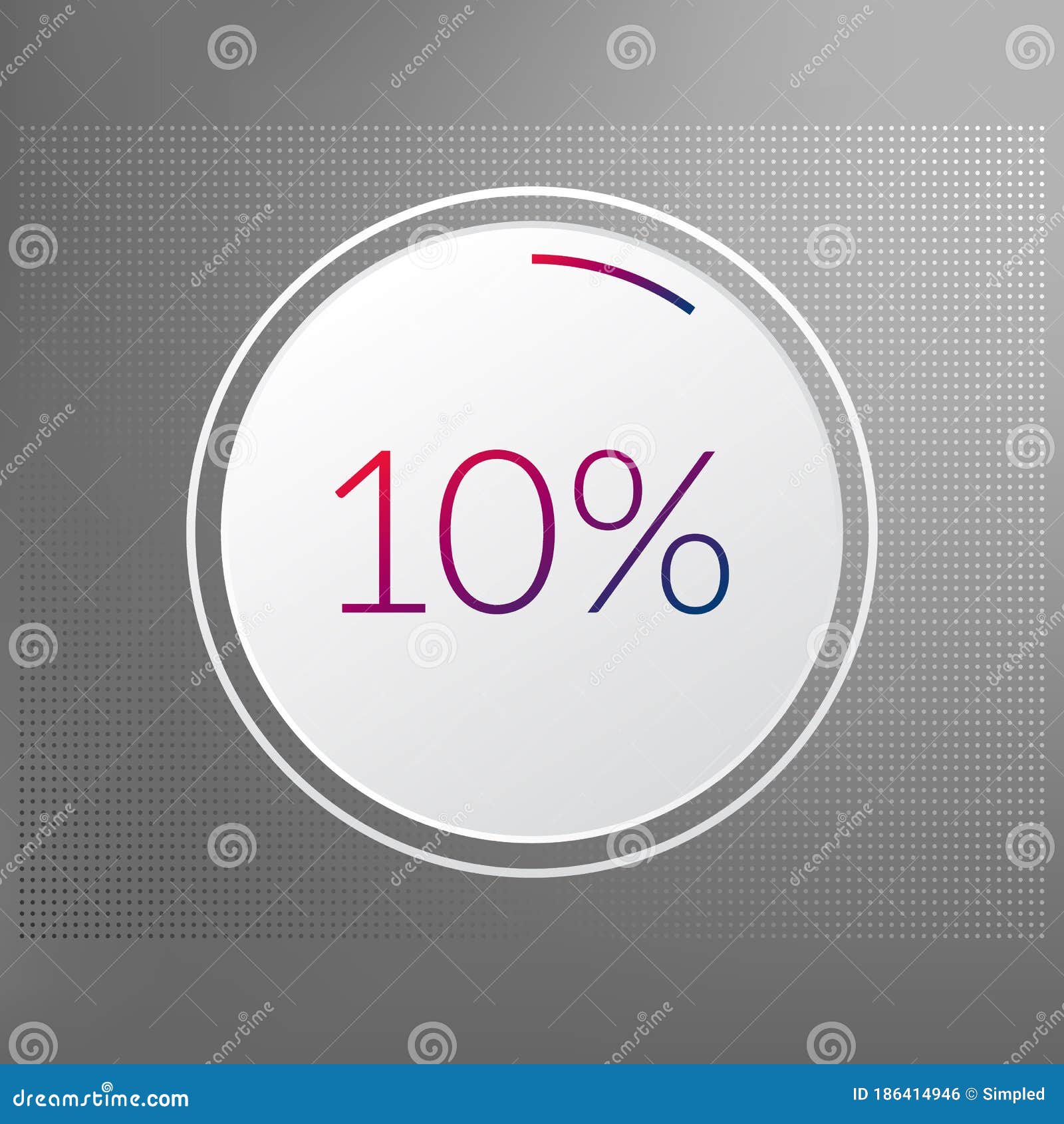 10 Percent Circle Chart Symbol. Vector Red Blue Gradient Element ...