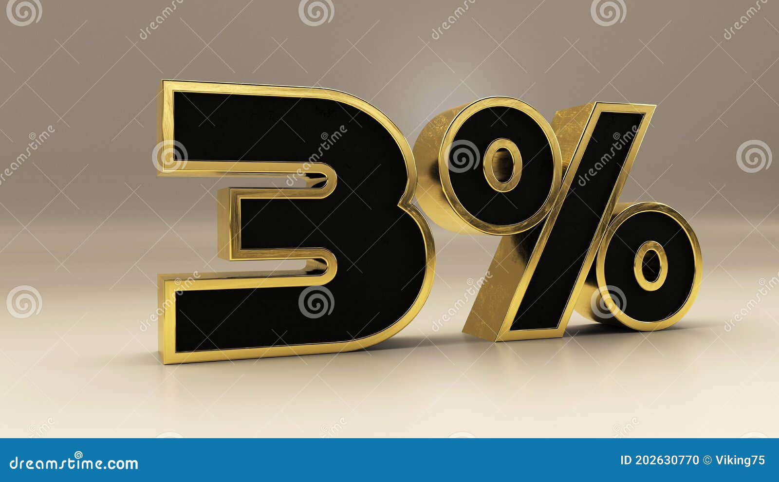 3 Percent 3d Gold and Black Luxury Text Isolated on White Stock ...