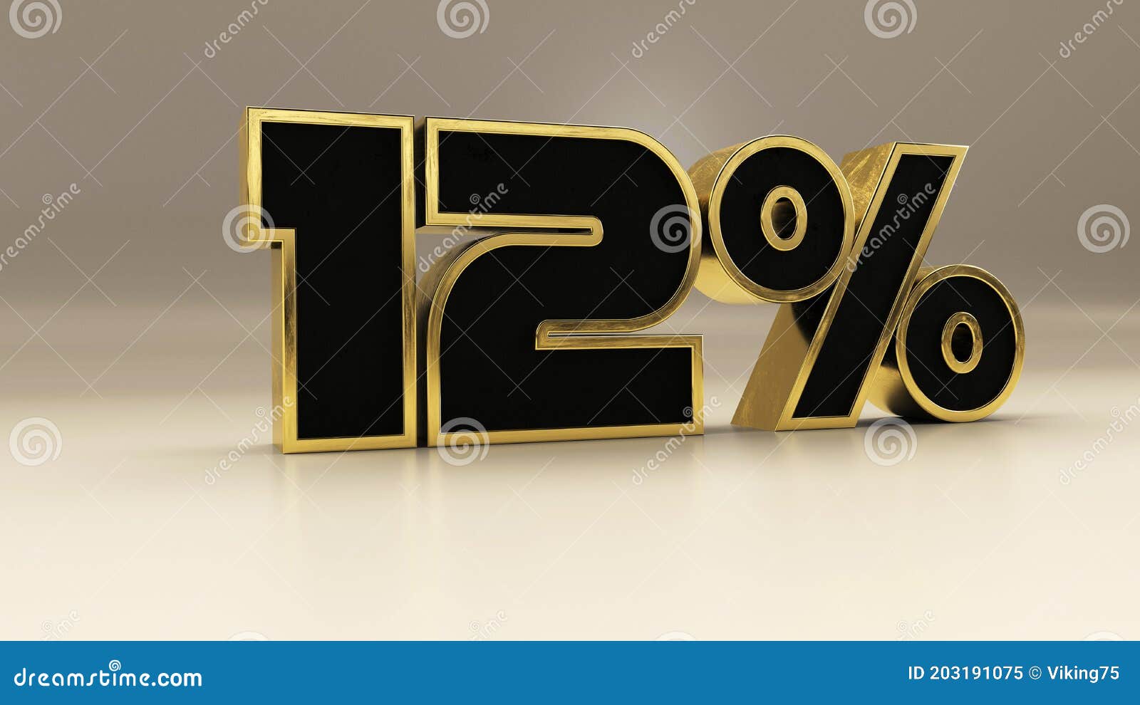 12 Percent 3d Gold and Black Luxury Text Isolated on White Stock ...