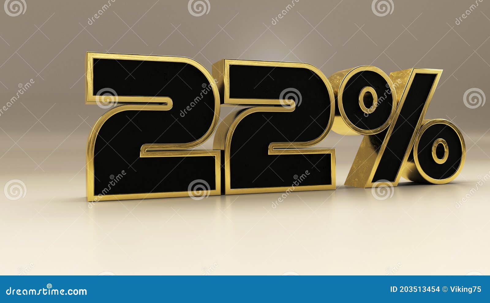 22 Percent 3d Gold and Black Luxury Text Isolated on White Stock ...