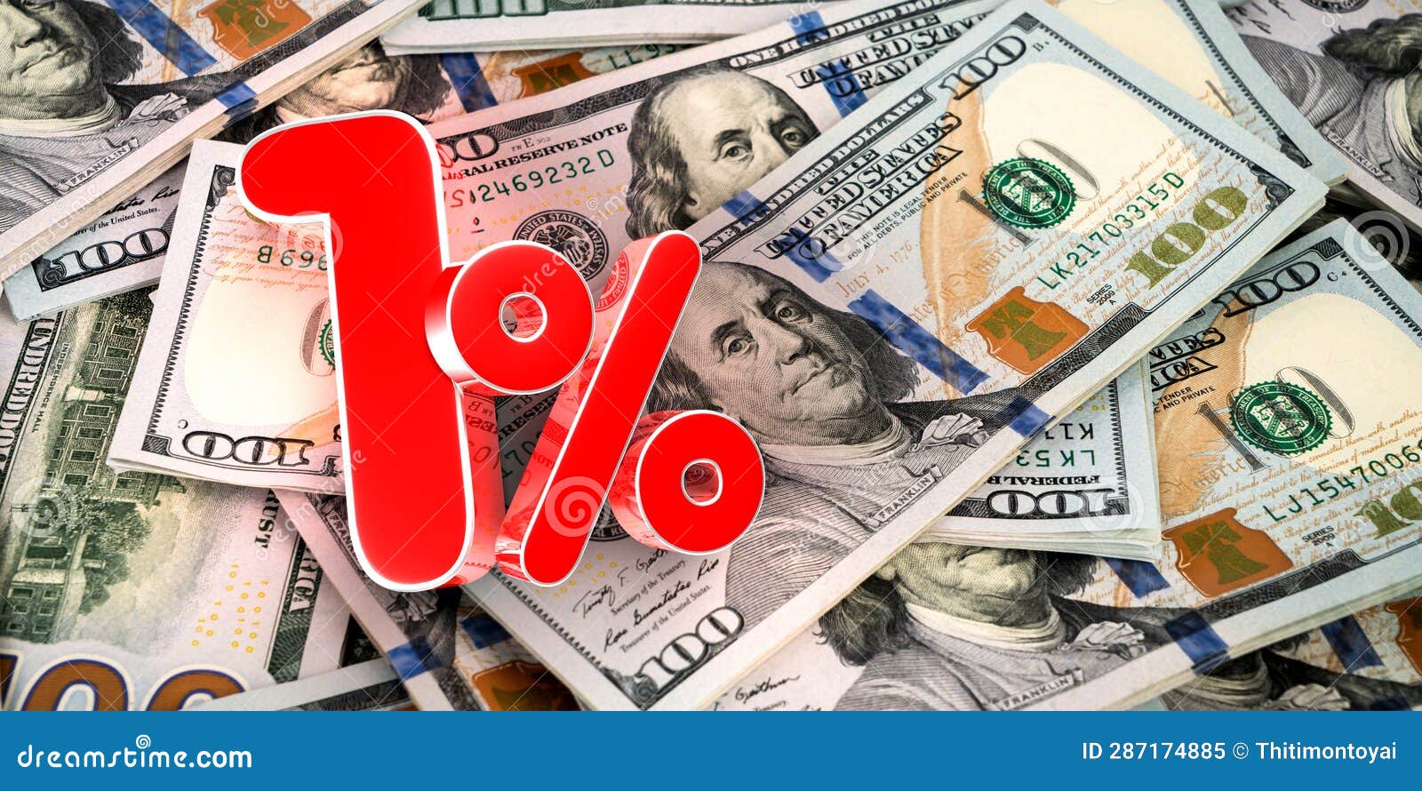 1 percent 3D. stock image. Image of currency, banknote - 287174885