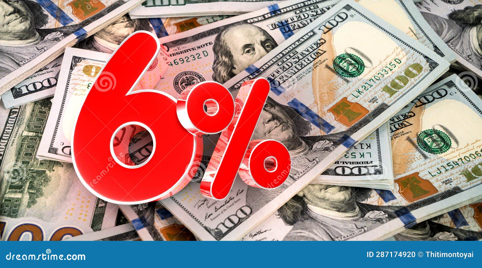 6 percent 3D. stock photo. Image of financial, number - 287174920
