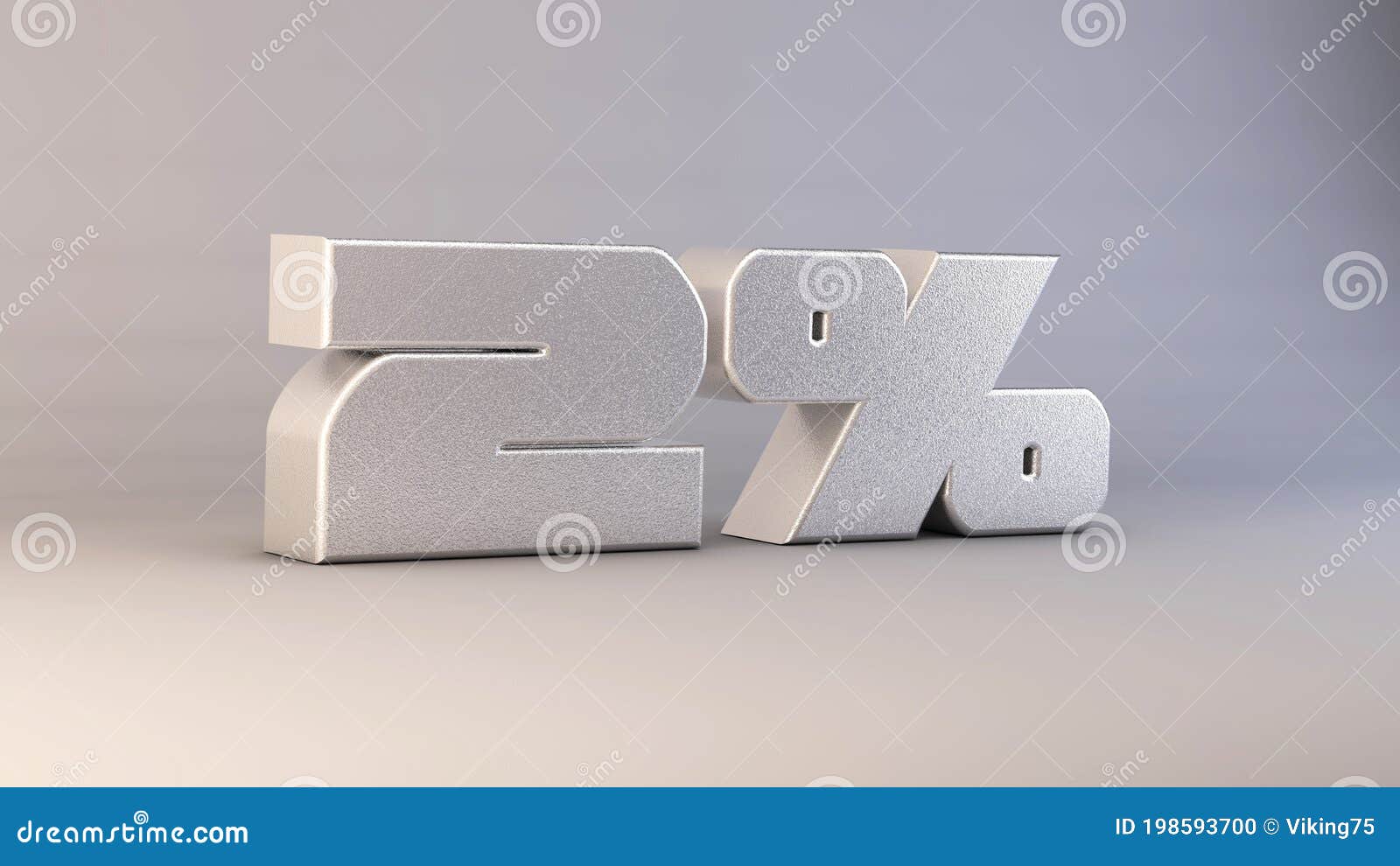 2 Percent 3d Metal Text Isolated on White Stock Illustration ...