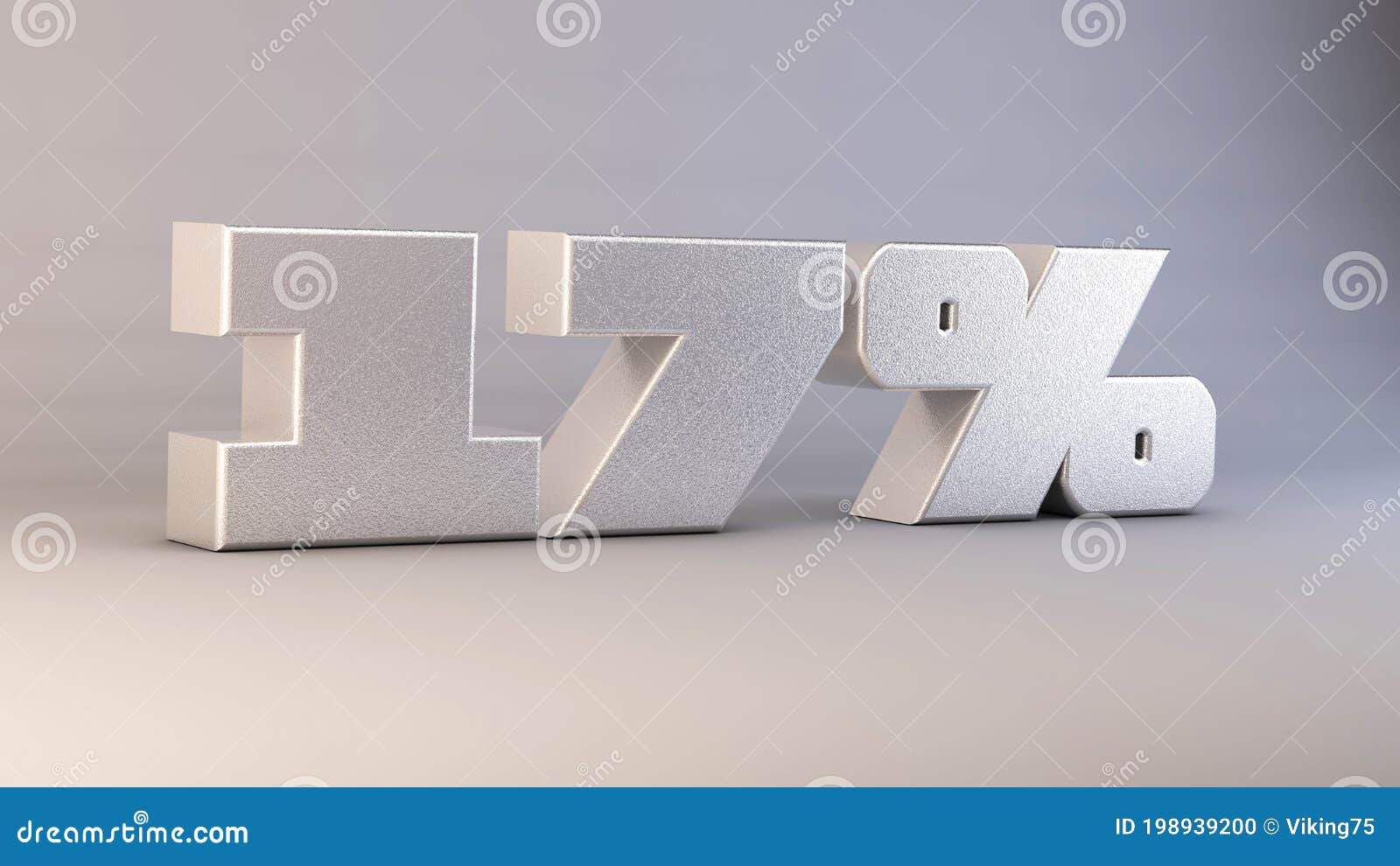 17 Percent 3d Metal Text Isolated on White Stock Illustration ...