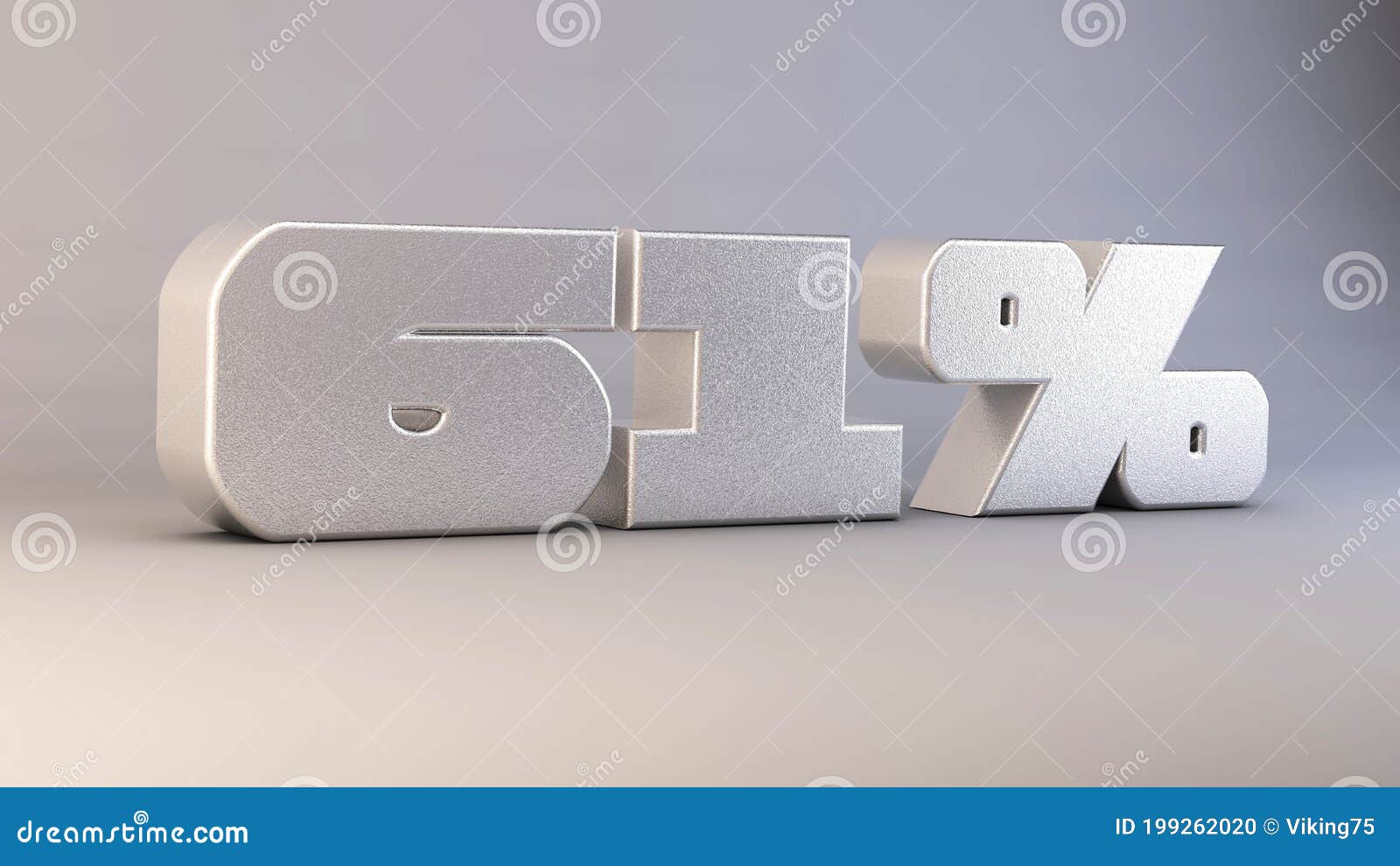 61 Percent 3d Metal Text Isolated on White Stock Illustration ...