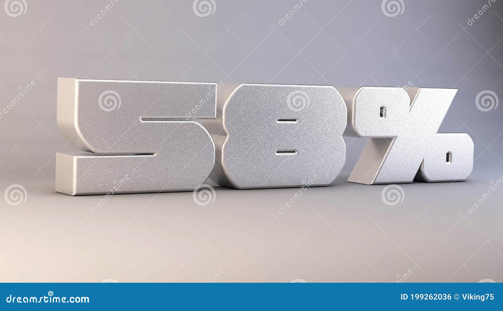 58 Percent 3d Metal Text Isolated on White Stock Illustration ...