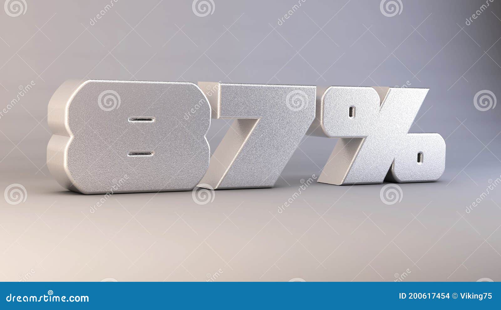 87 Percent 3d Metal Text Isolated on White Stock Illustration ...