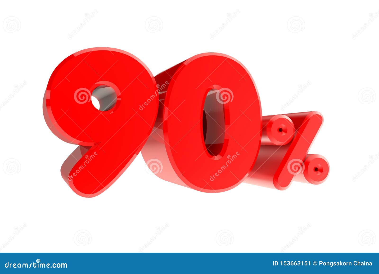 90 Percent 3d Rendering on White Background Stock Illustration ...