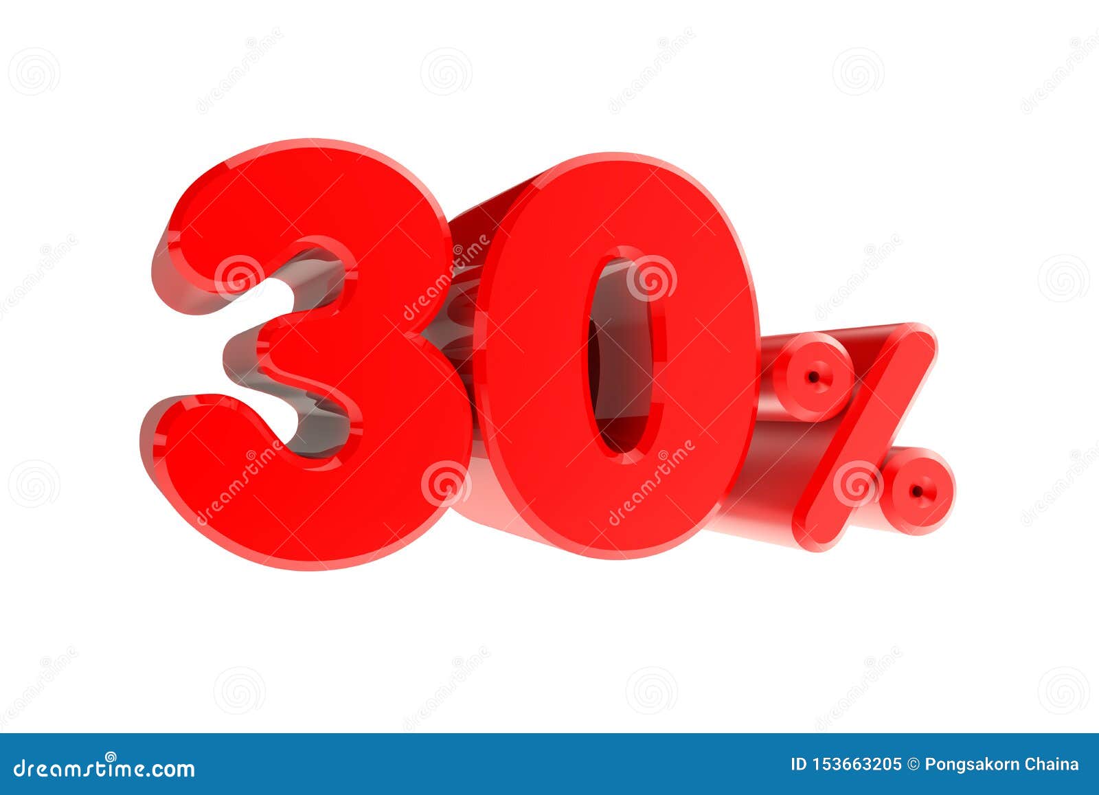 30 Percent 3d Rendering on White Background Stock Illustration ...