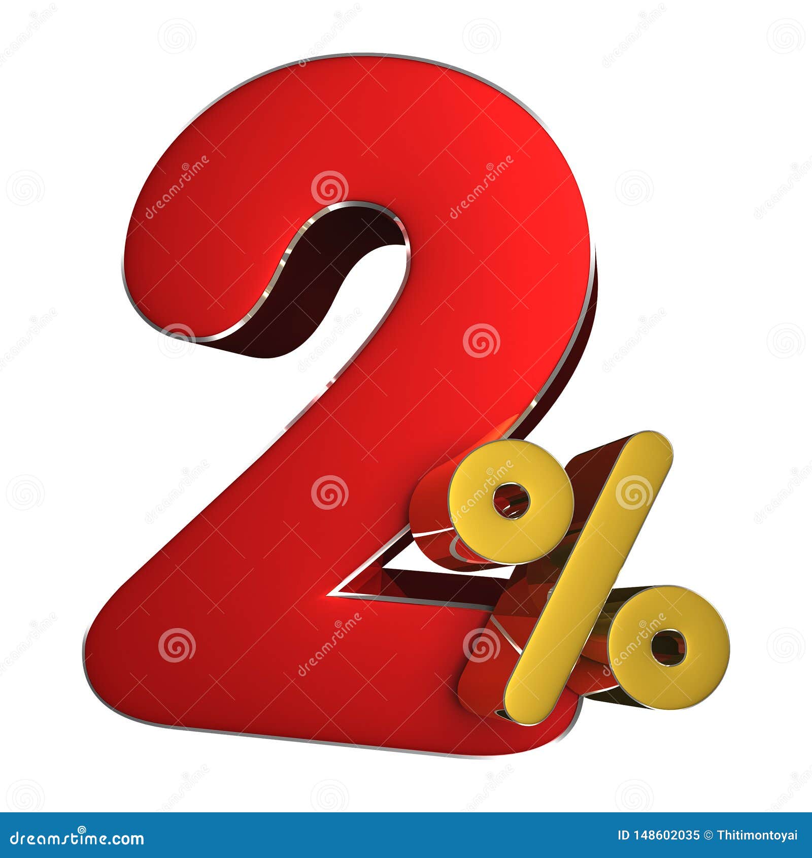 2 Percent 3D.with Clipping Path. Stock Illustration - Illustration of ...