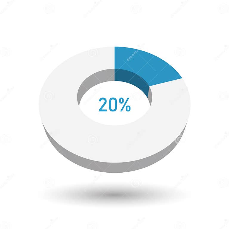 20 Percent 3D Vector Pie Chart Stock Vector - Illustration of symbol ...