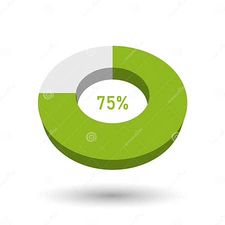 75 Percent 3D Vector Pie Chart Stock Vector - Illustration of modern ...