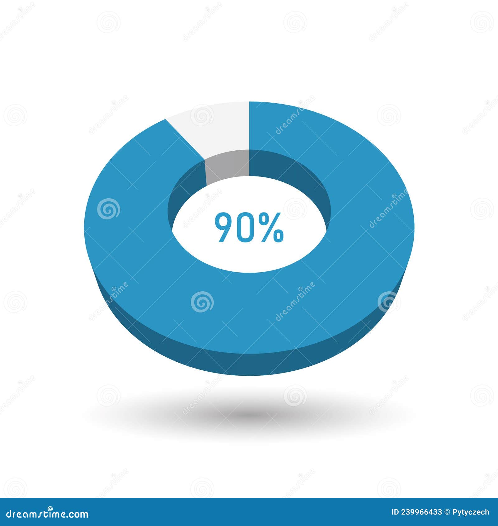 90 Percent 3D Vector Pie Chart Stock Vector - Illustration of circle ...