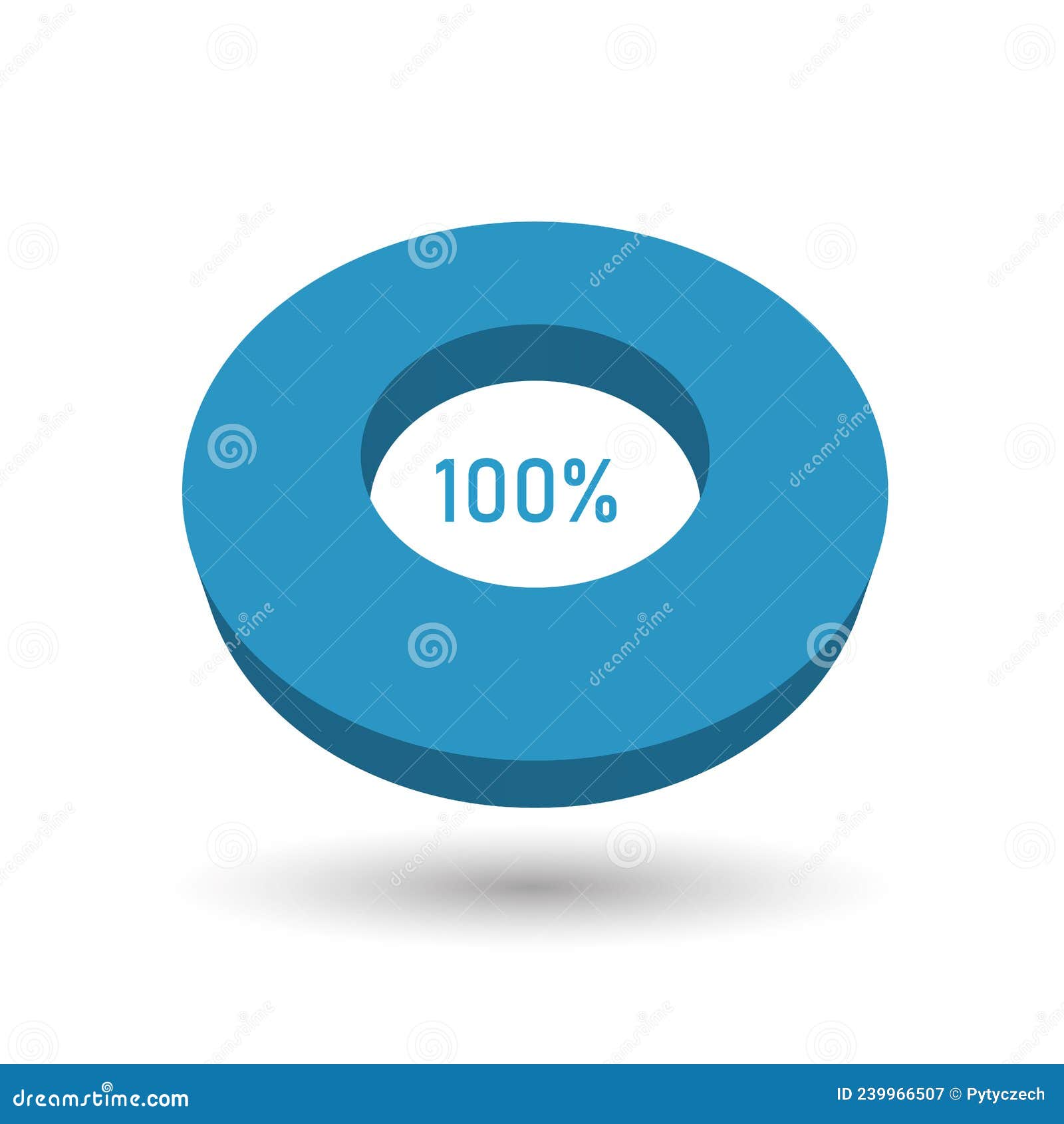 100 Percent 3D Vector Pie Chart Stock Vector - Illustration of chart ...