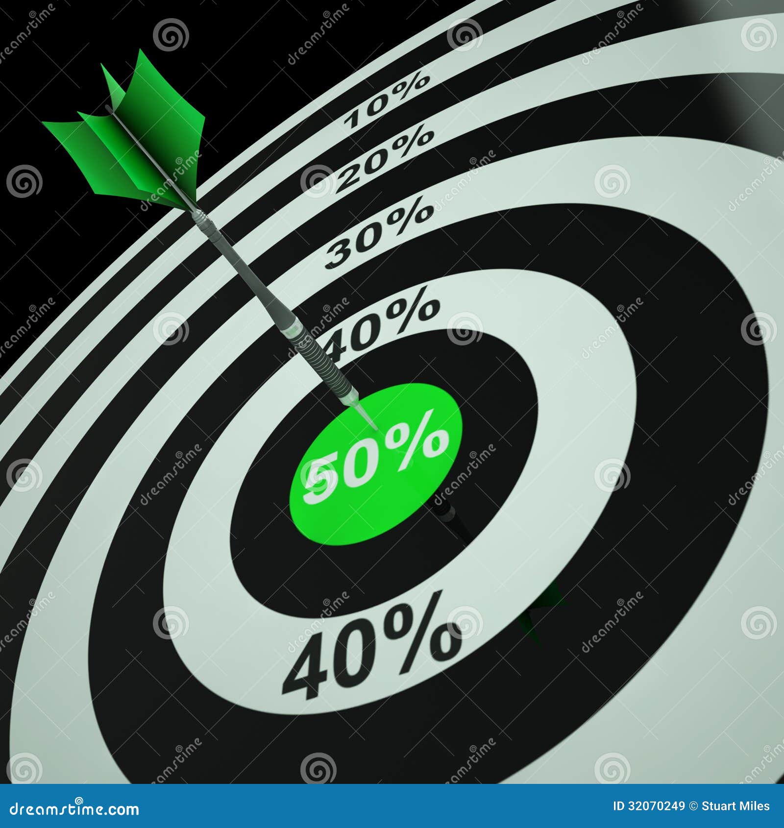 50Percent on Dartboard Shows Bonus Prices Stock Illustration ...