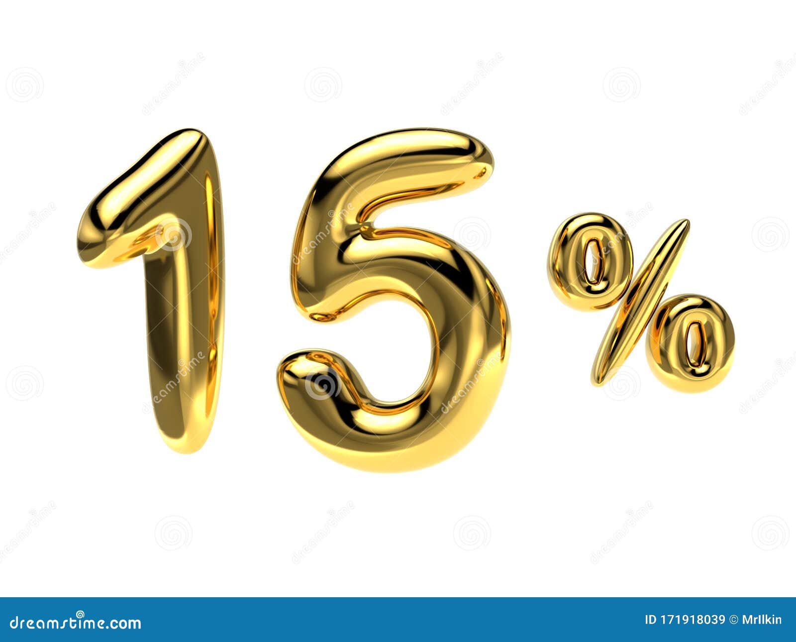 15 Percent Discount. Gold Glossy Balloon in the Shape of a Numbe Stock ...