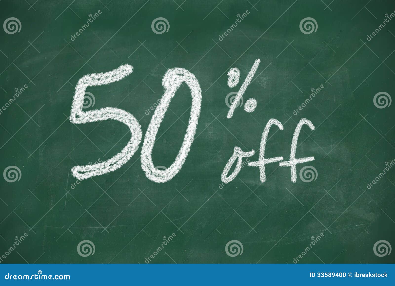 50 Percent Discount Sign Written with Chalk Stock Photo - Image of ...