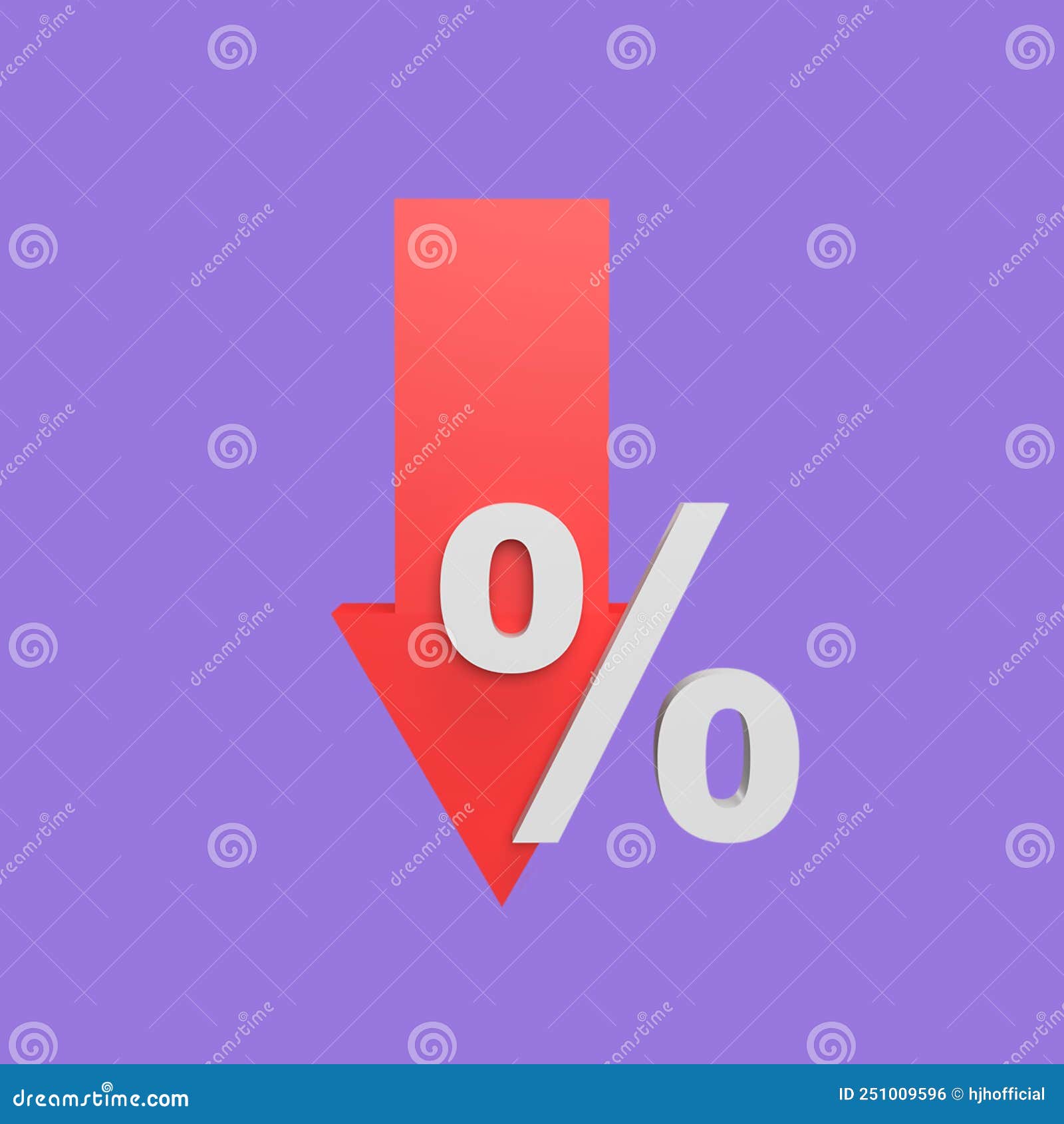 Percent Down 3d Icon Model Cartoon Style Concept. Render Illustration ...