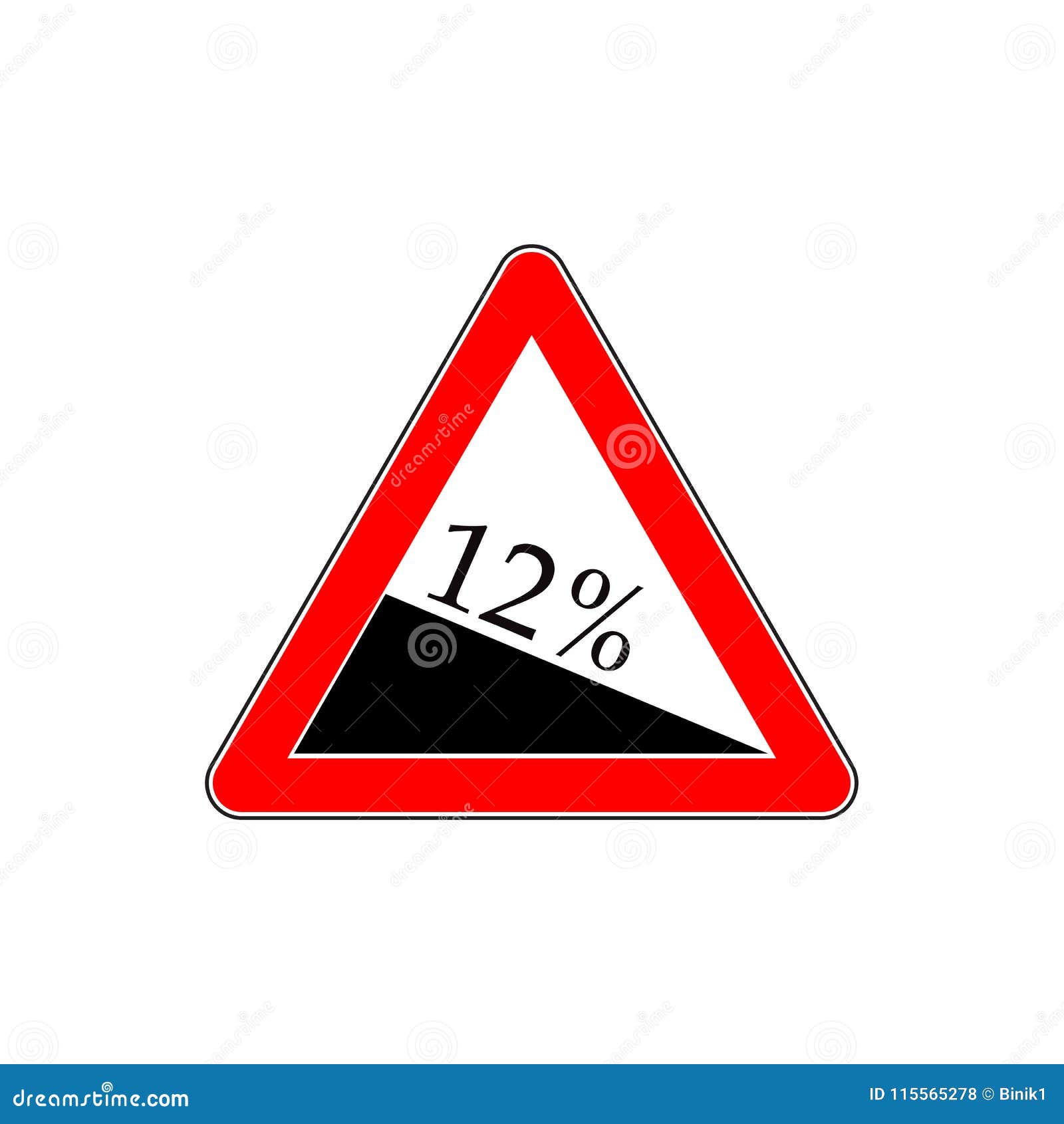 10 Percent Down Grade Sign, Descent. Vector Road Sign Stock Vector ...