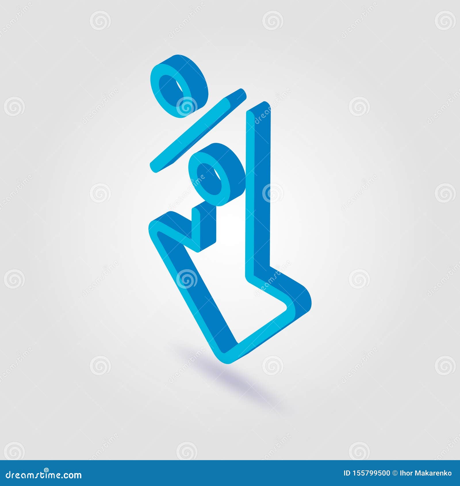 Percent Down Icon Isometric Illustration on a Gray Background Stock ...