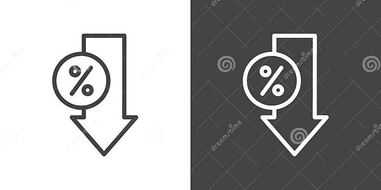 Percent Down Icon Flat Vector Set Outline Stock Illustration ...