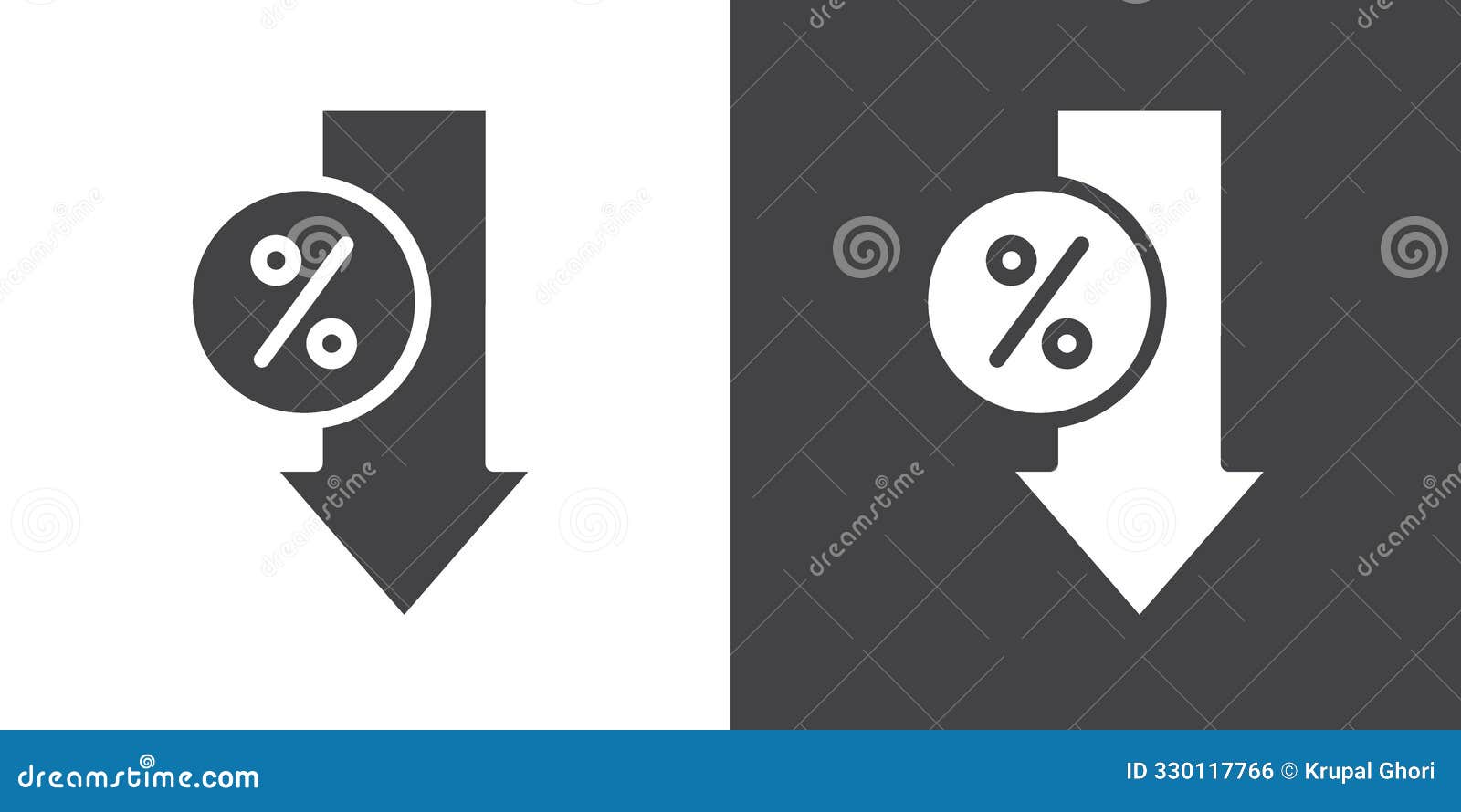 Percent Down Icon Thin Line Illustration Set Stock Illustration ...