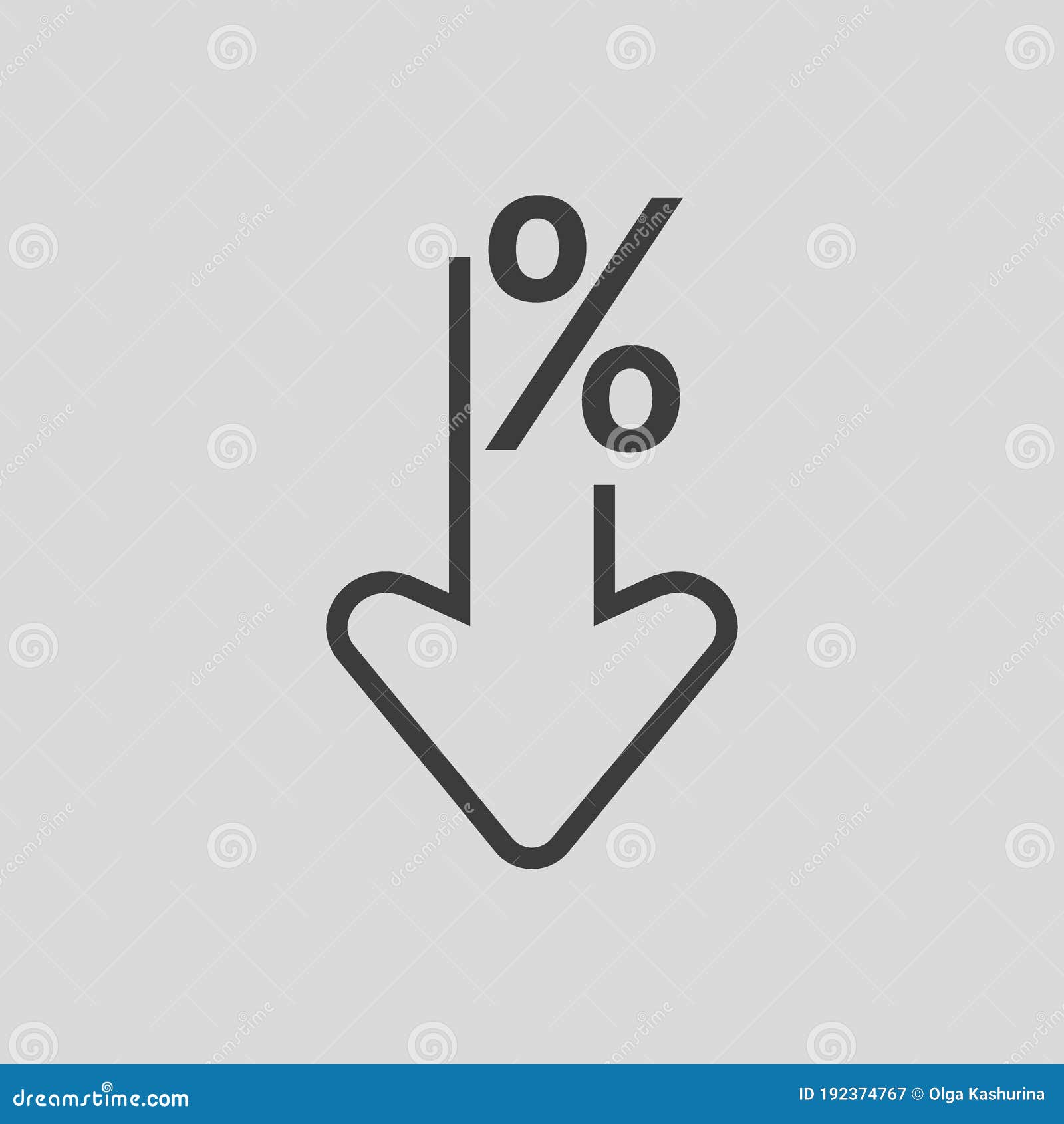 Percent Down Line Icon Isolated on White Background. Stock Vector ...