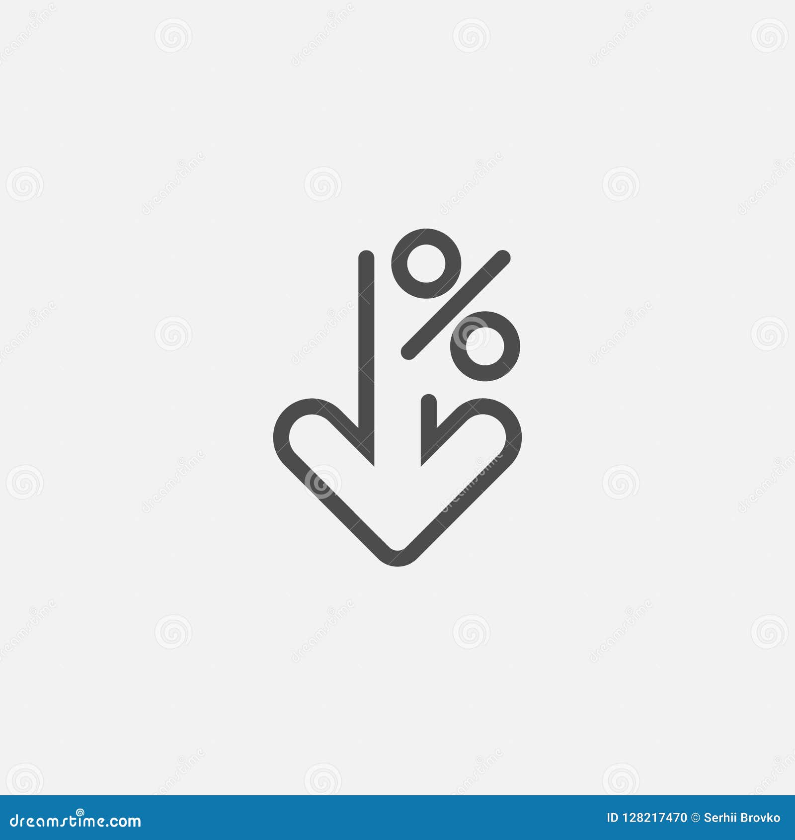 Percent Down Line Icon Isolated on White Background. Vector ...