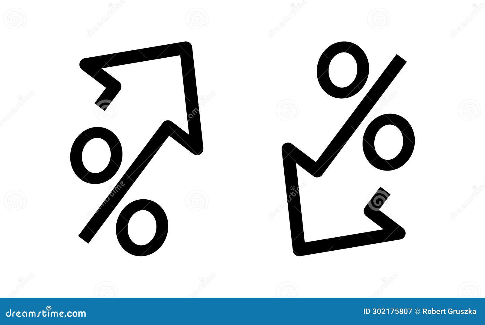 Percent Down Line Icon. Percentage, Arrow, Reduction On Gray Background ...