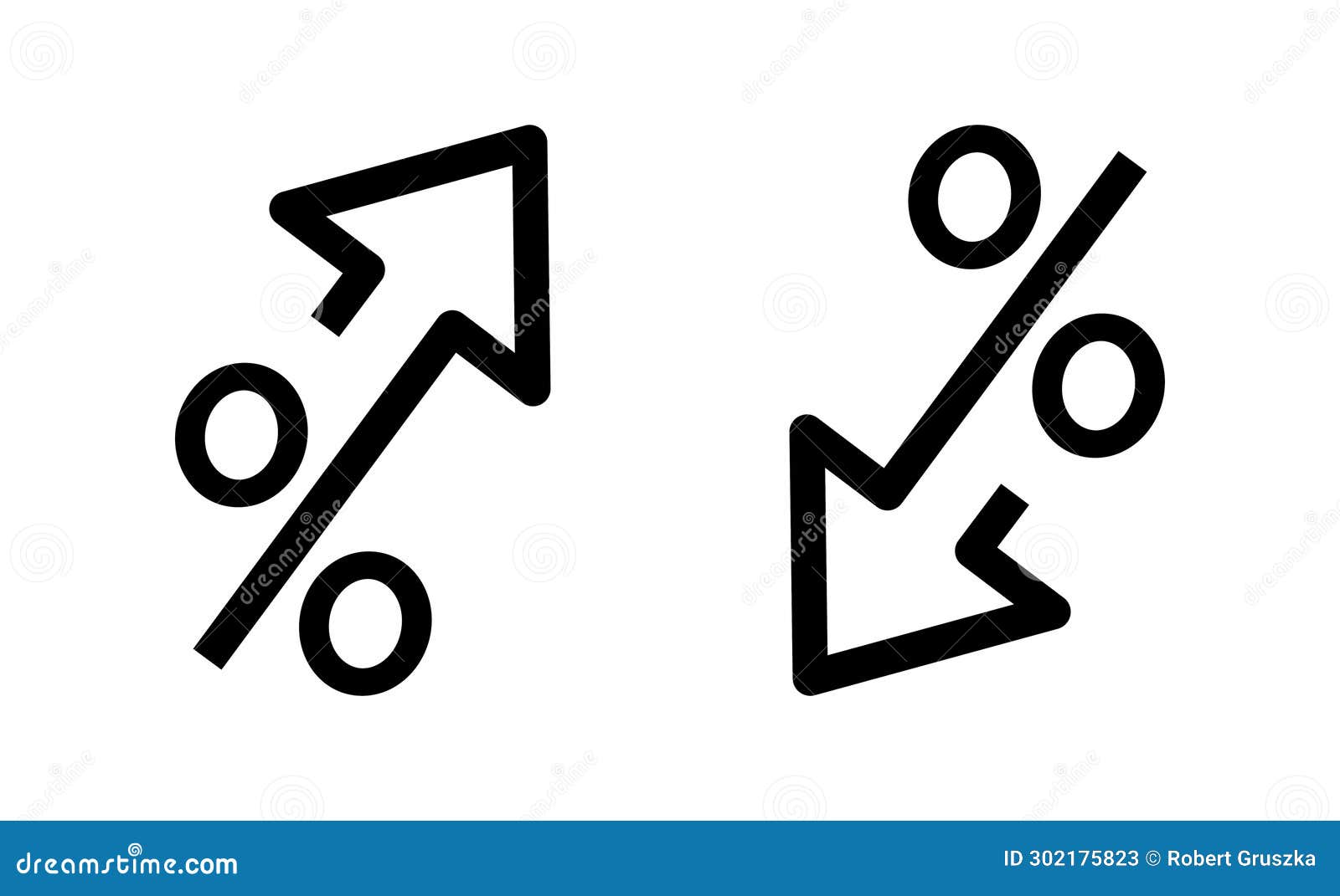 Percent Down Line Icon. Percentage, Arrow, Reduction On Gray Background ...