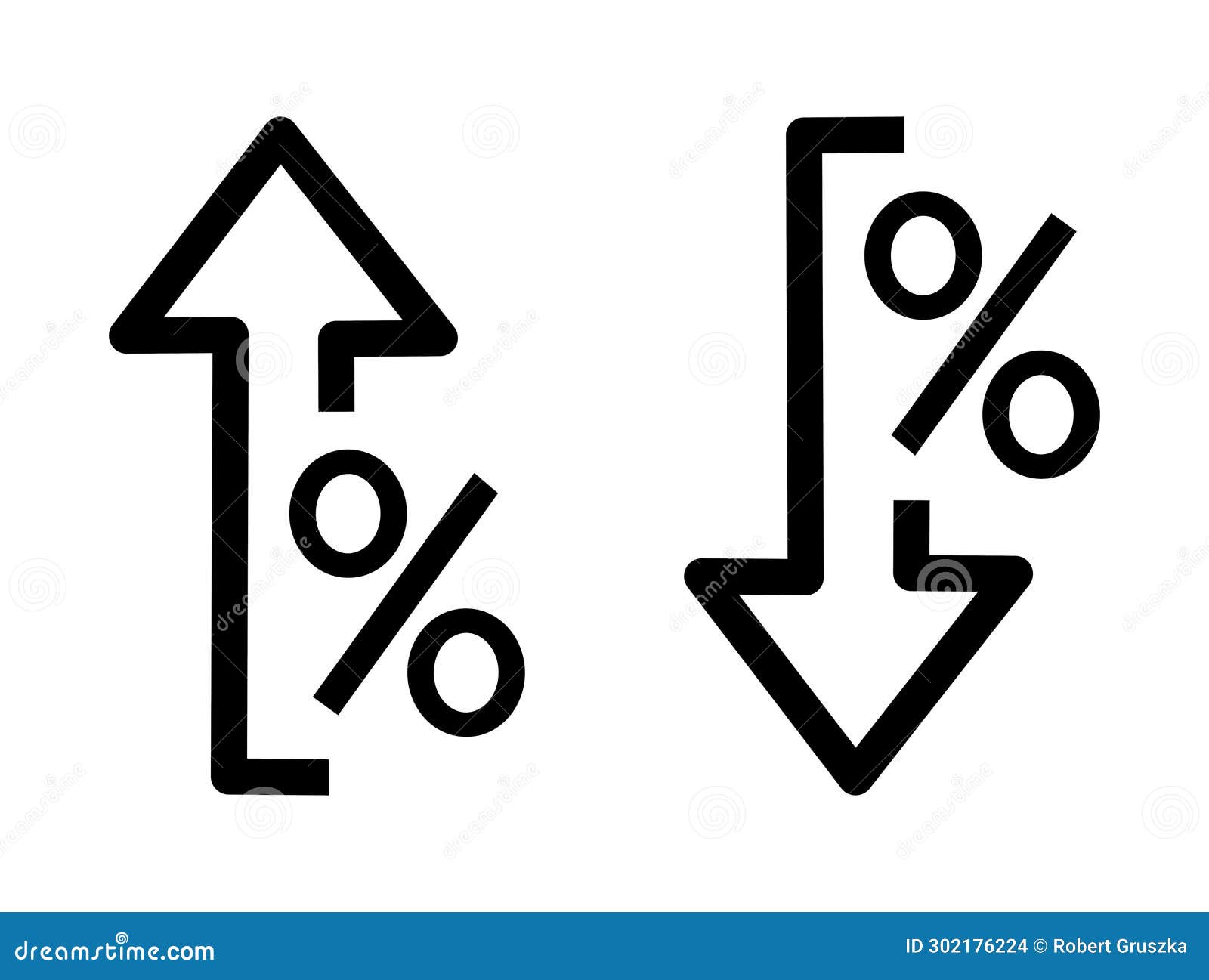 Percent down and up icon stock vector. Illustration of isolated - 302176224