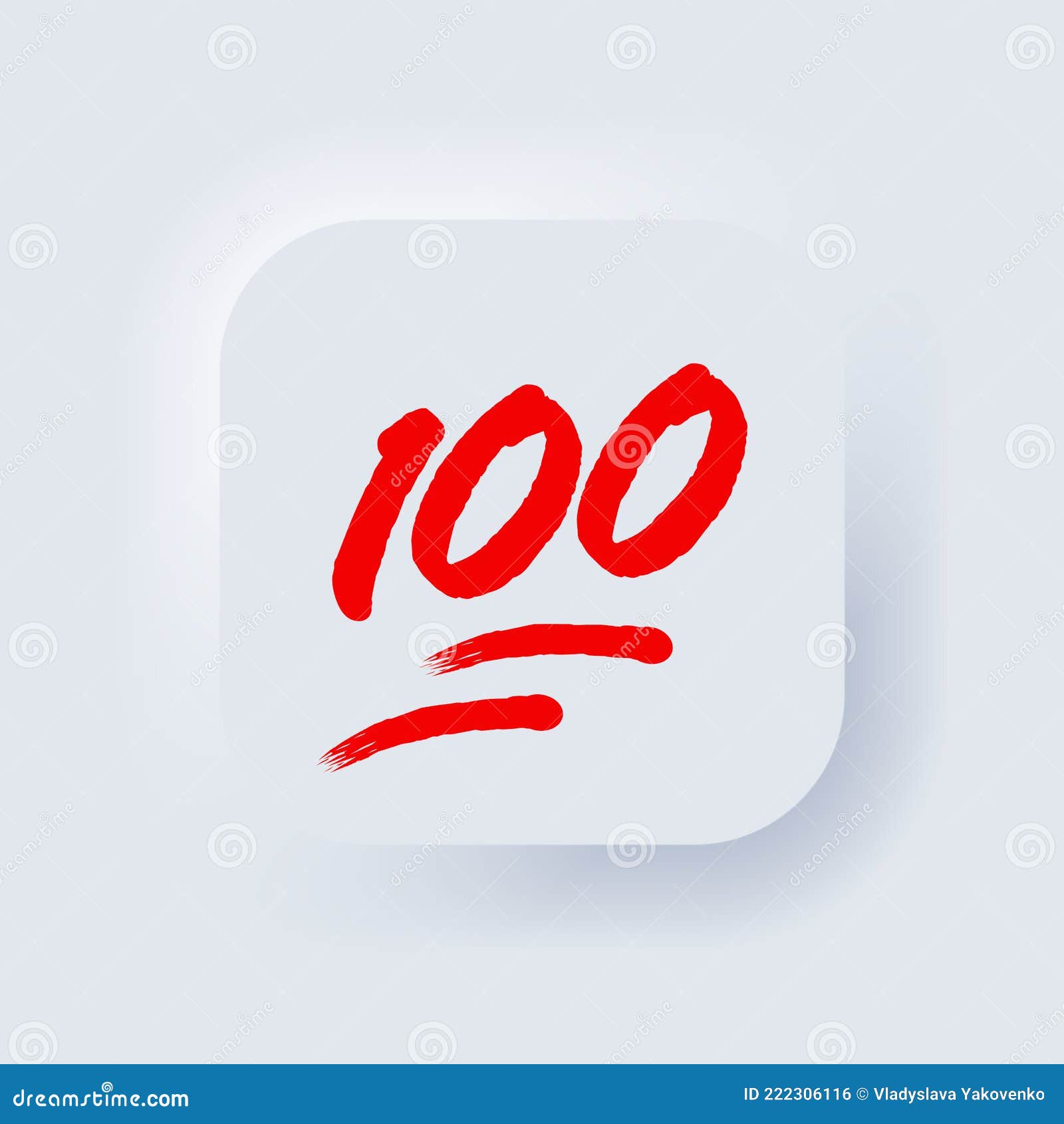 100 Percent Emoji. One Hundred Percent Sign. Neumorphic UI UX White ...