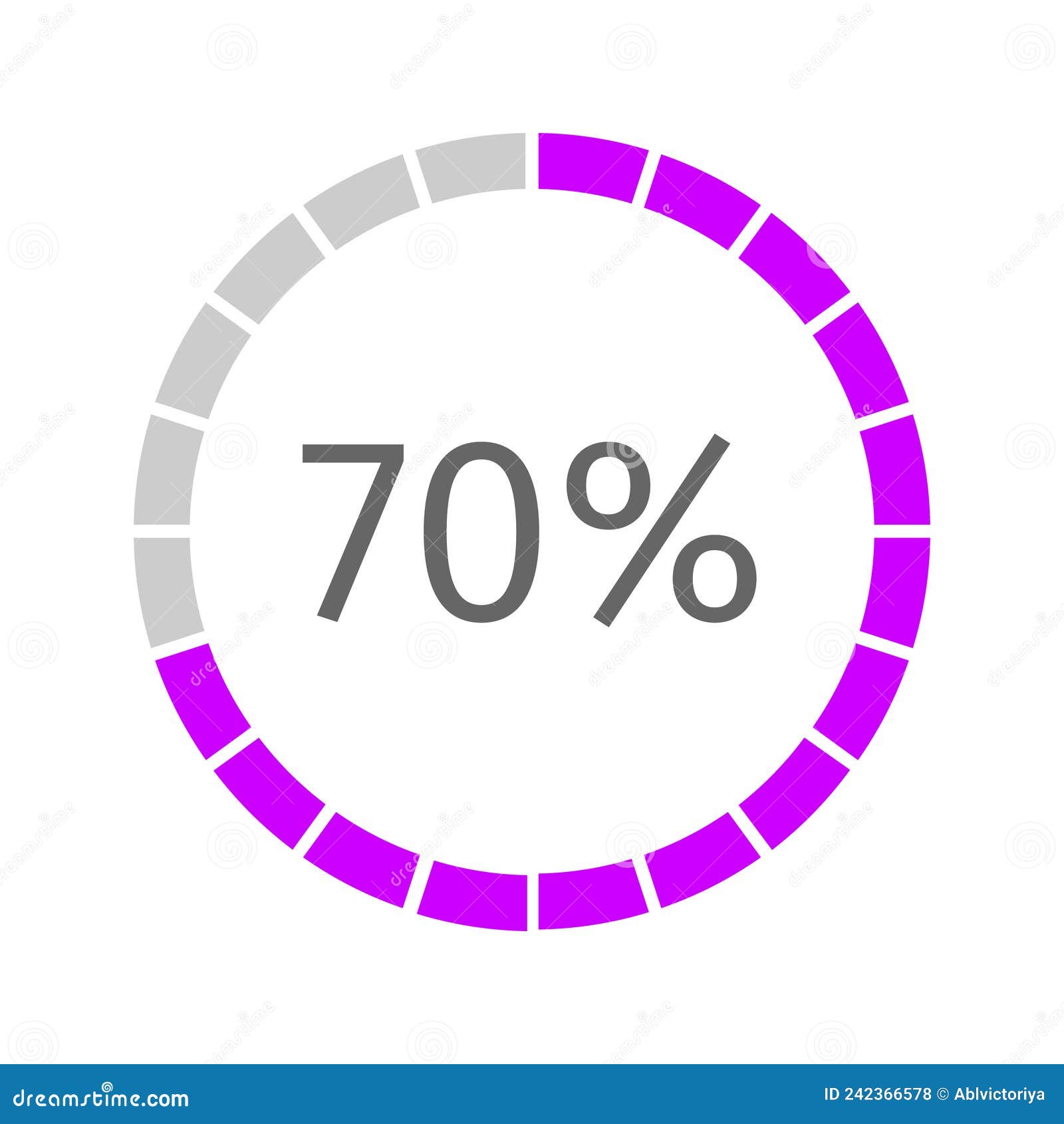 70 Percent Filled Round Loading Bar Divided on Segments. Progress ...